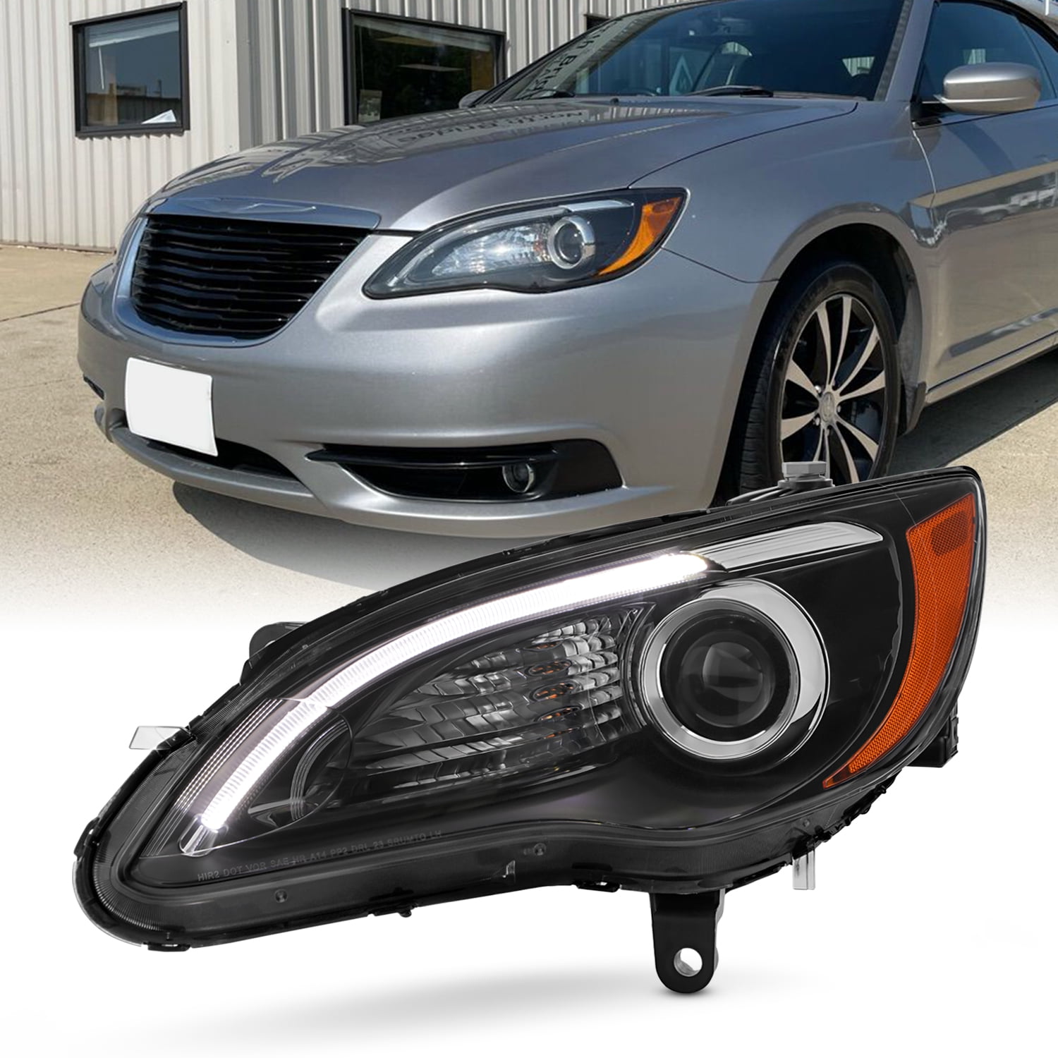 AKKON - Fits 2011-2014 Chrysler 200 [Halogen Type] Projector Black ...