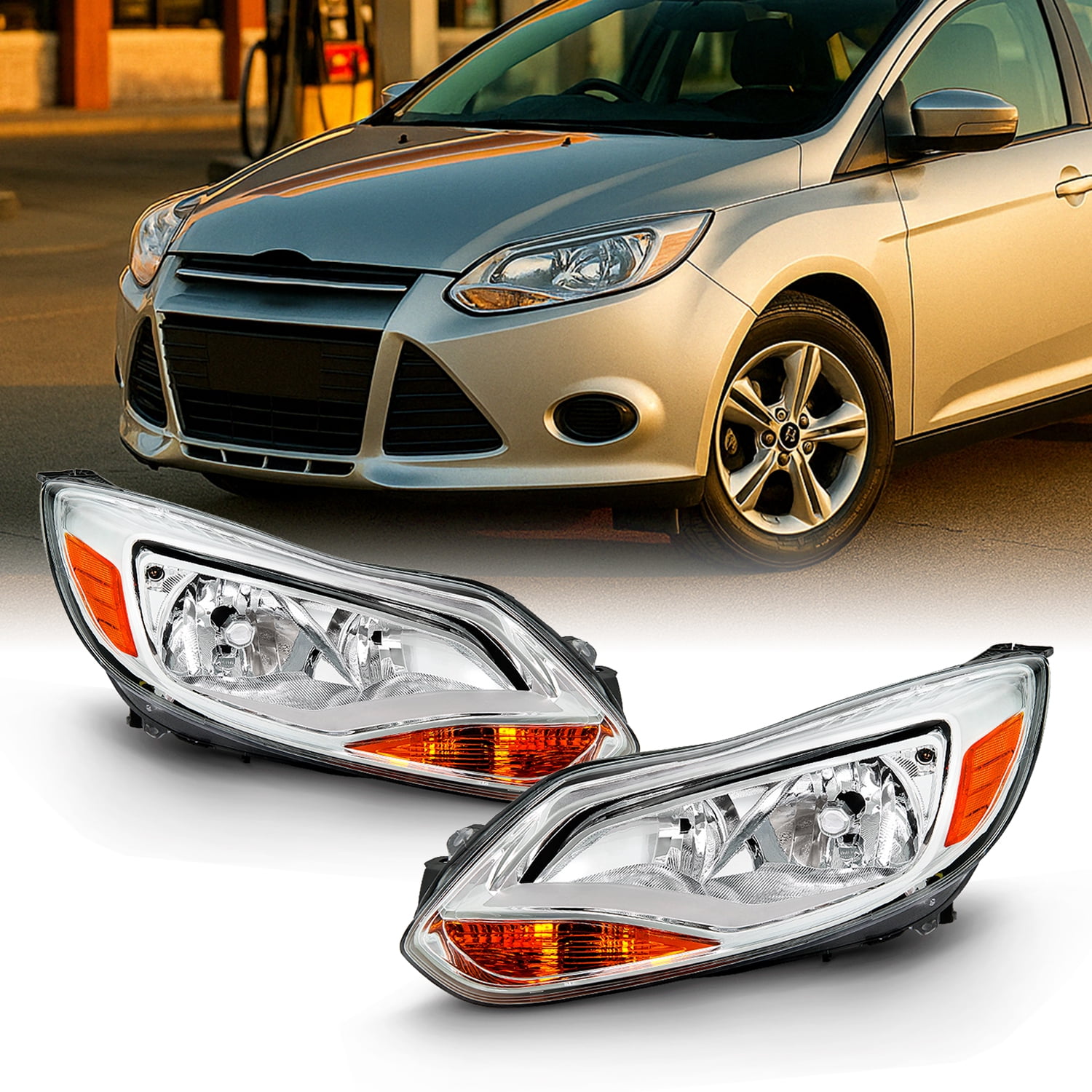 AKKON Front Light for 2012-2014 Ford Focus 4Door Sedan Hatchback ...