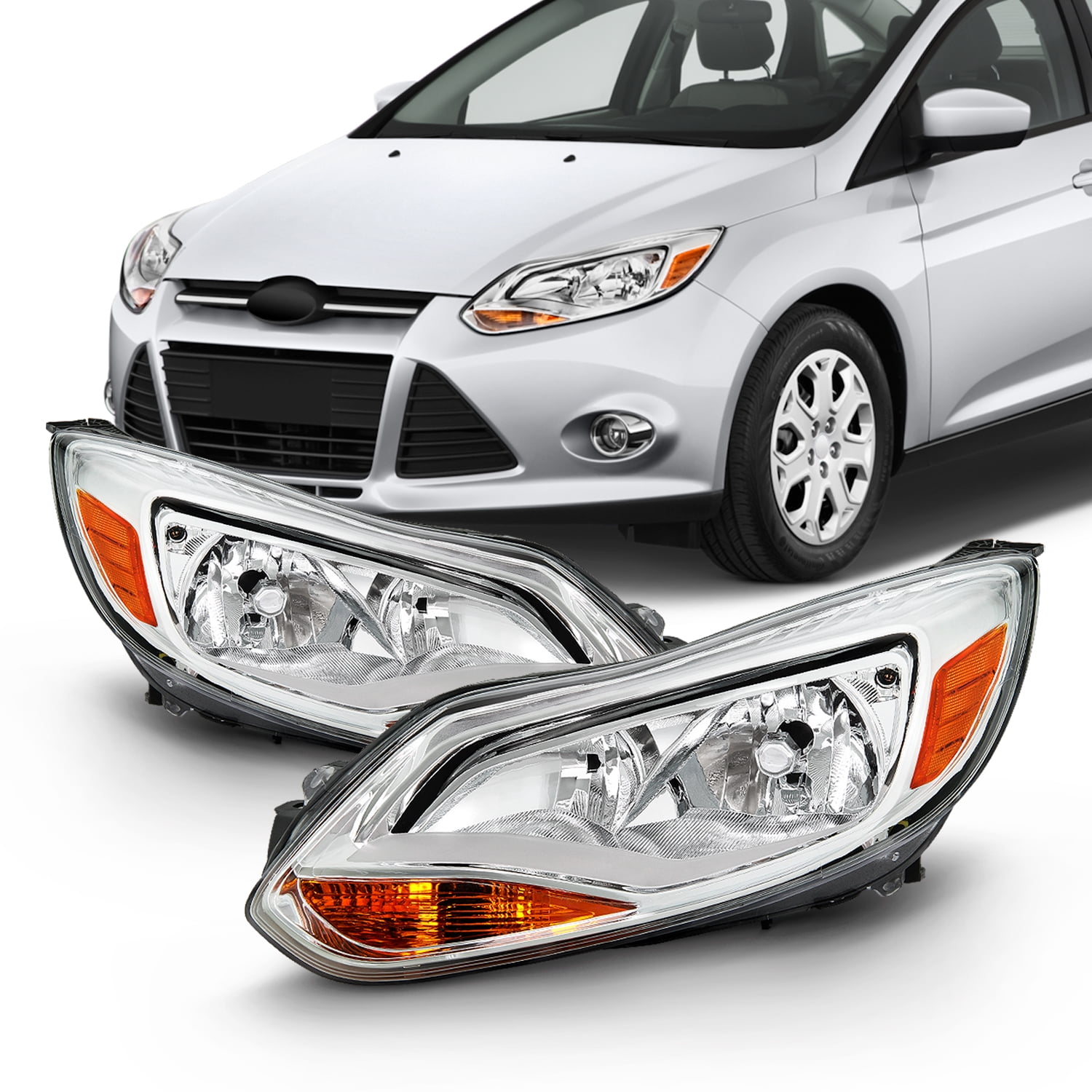 AKKON Front Light for 2012-2014 Ford Focus 4Door Sedan Hatchback ...