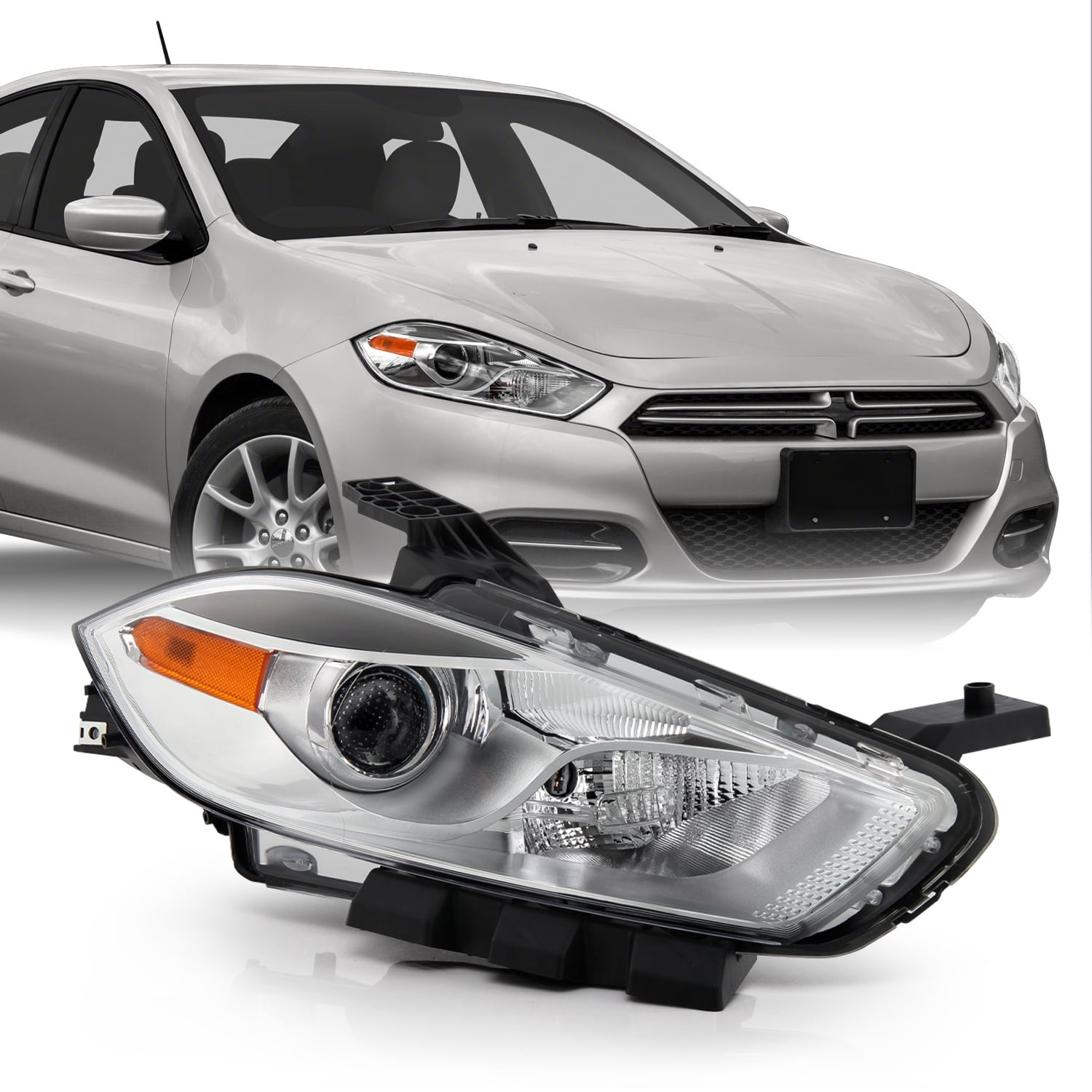 AKKON Front Light Assembly for 2013-2016 Dodge Dart - Halogen Type ...