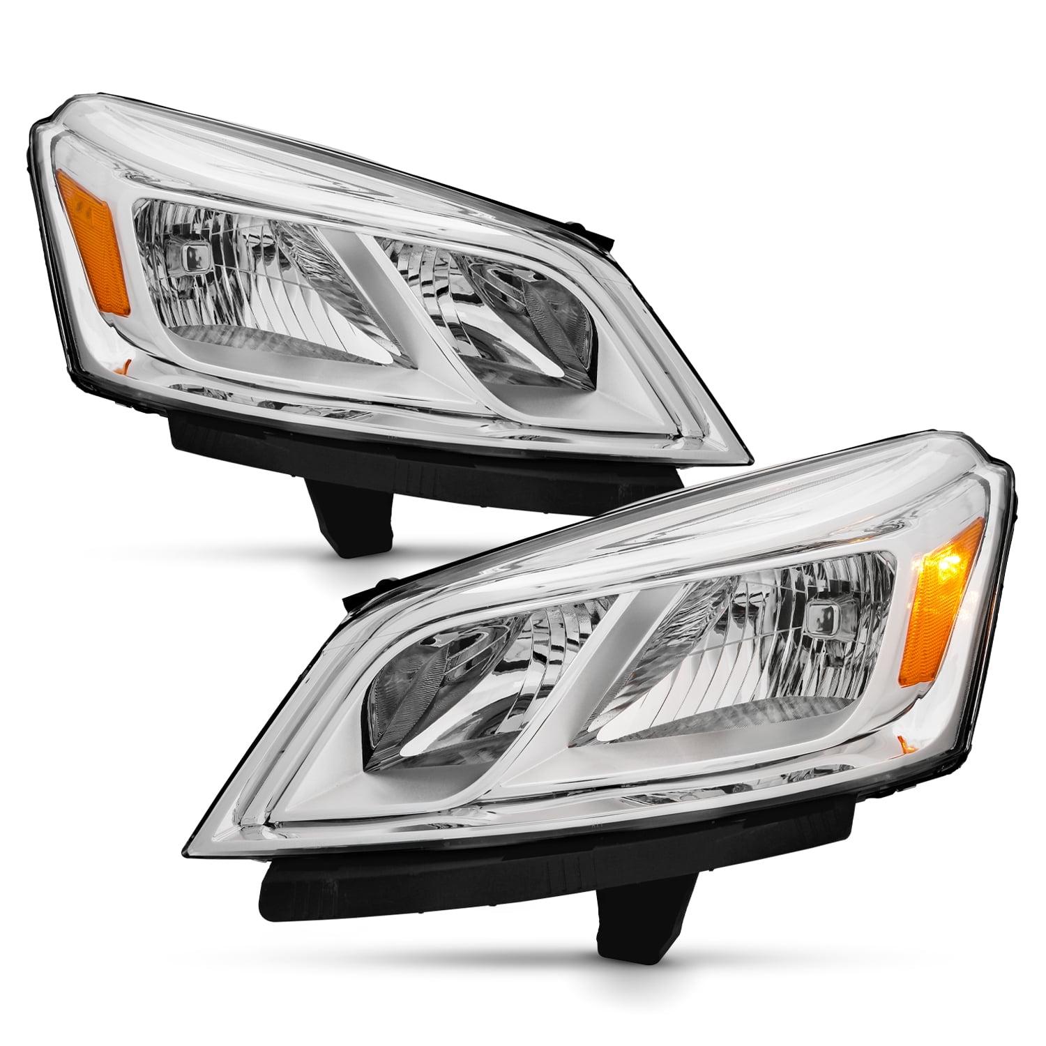 AKKON - Chrome Headlights Pair for 2013-2017 Chevy Traverse, Halogen Type, Driver Left ...
