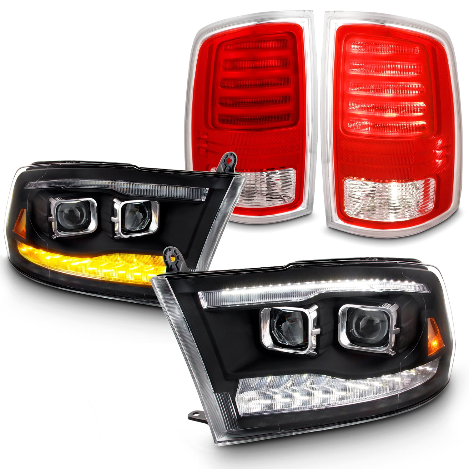 AKKON - Fits 2013-2018 RAM 1500 2500 3500 LED DRL [Dual Projector ...