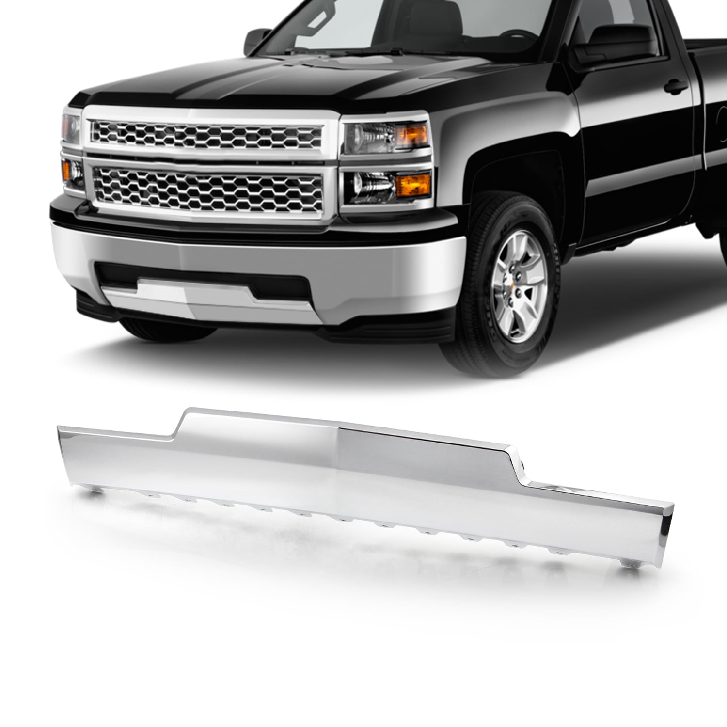 AKKON - Fits 2014-2015 Chevy Silverado 1500 Chrome Panel Front Bumpewr ...