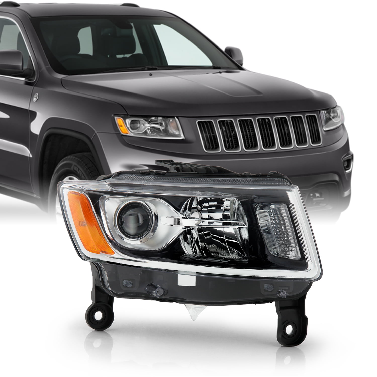 Akkon Fits 2014 2016 Jeep Grand Cherokee Halogen Type Projector