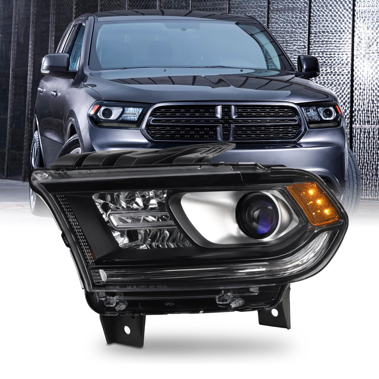 AKKON - Fits 2014-2017 Dodge Durango [Halogen Type] Projector Black ...
