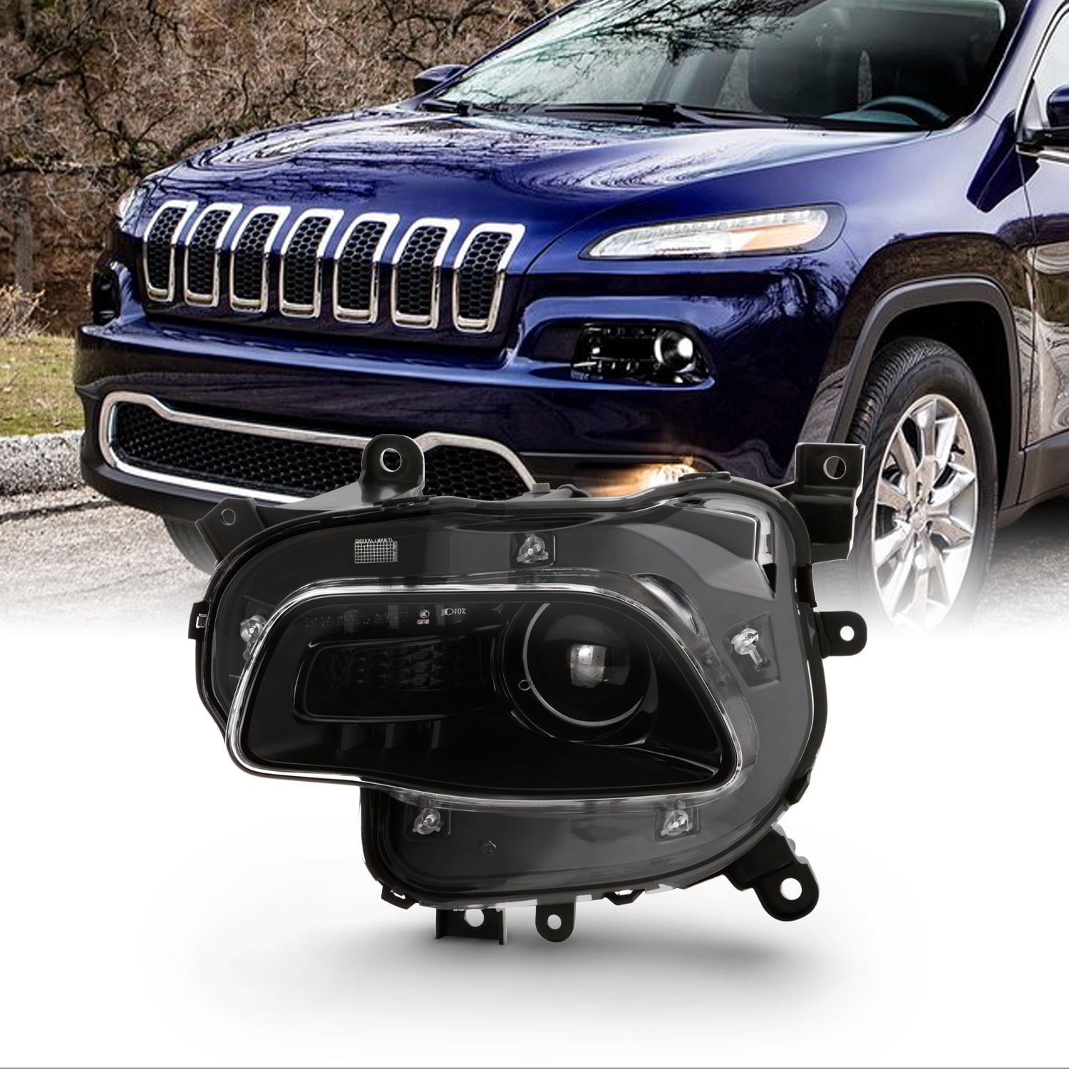 AKKON - Fits 2014-2018 JEEP Cherokee [HID/Xenon Type] Projector Black ...