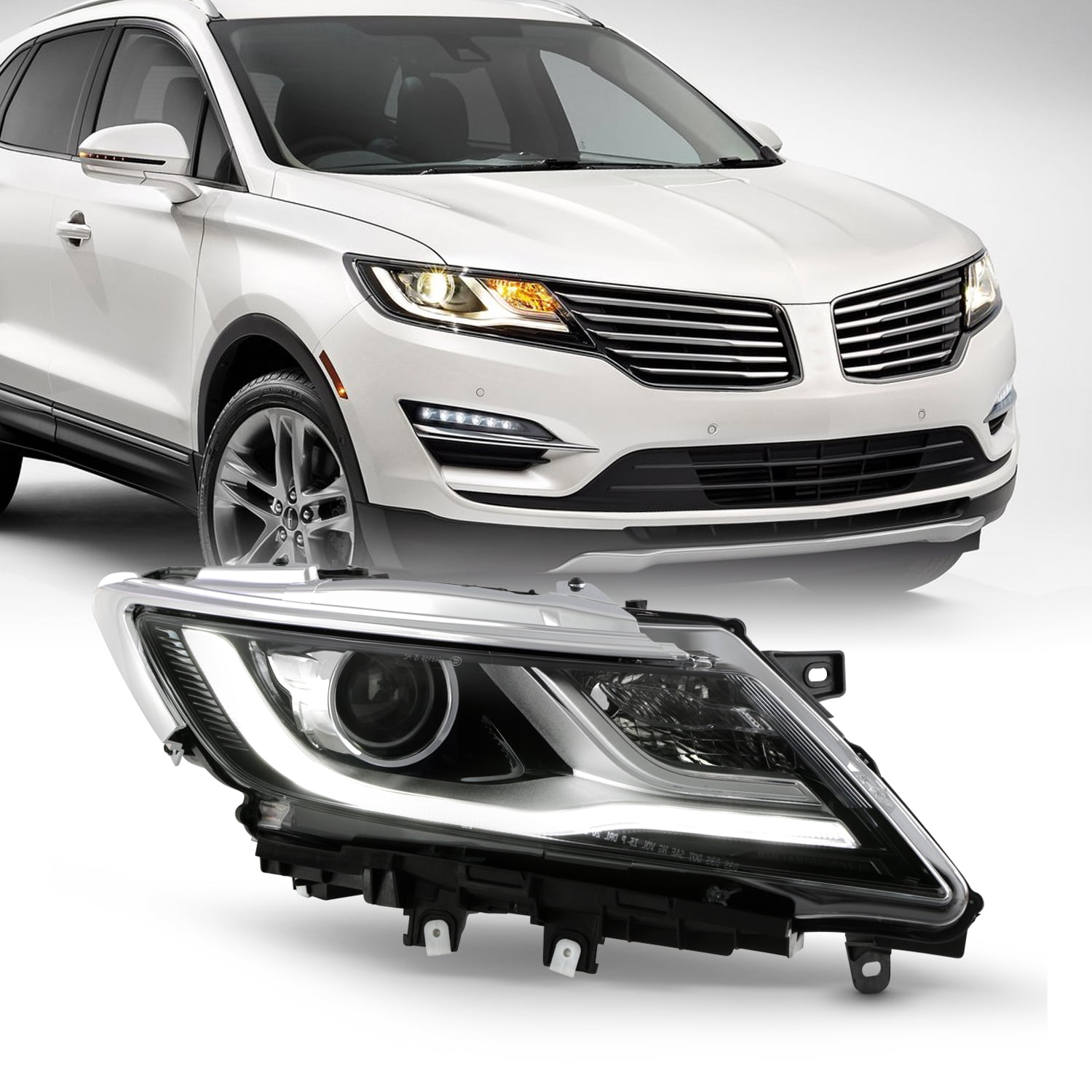 AKKON - Fits 2015 2016 2017 2018 2019 Lincoln MKC 4Door [HID/Xenon] LED DRL Projector Headlight ...