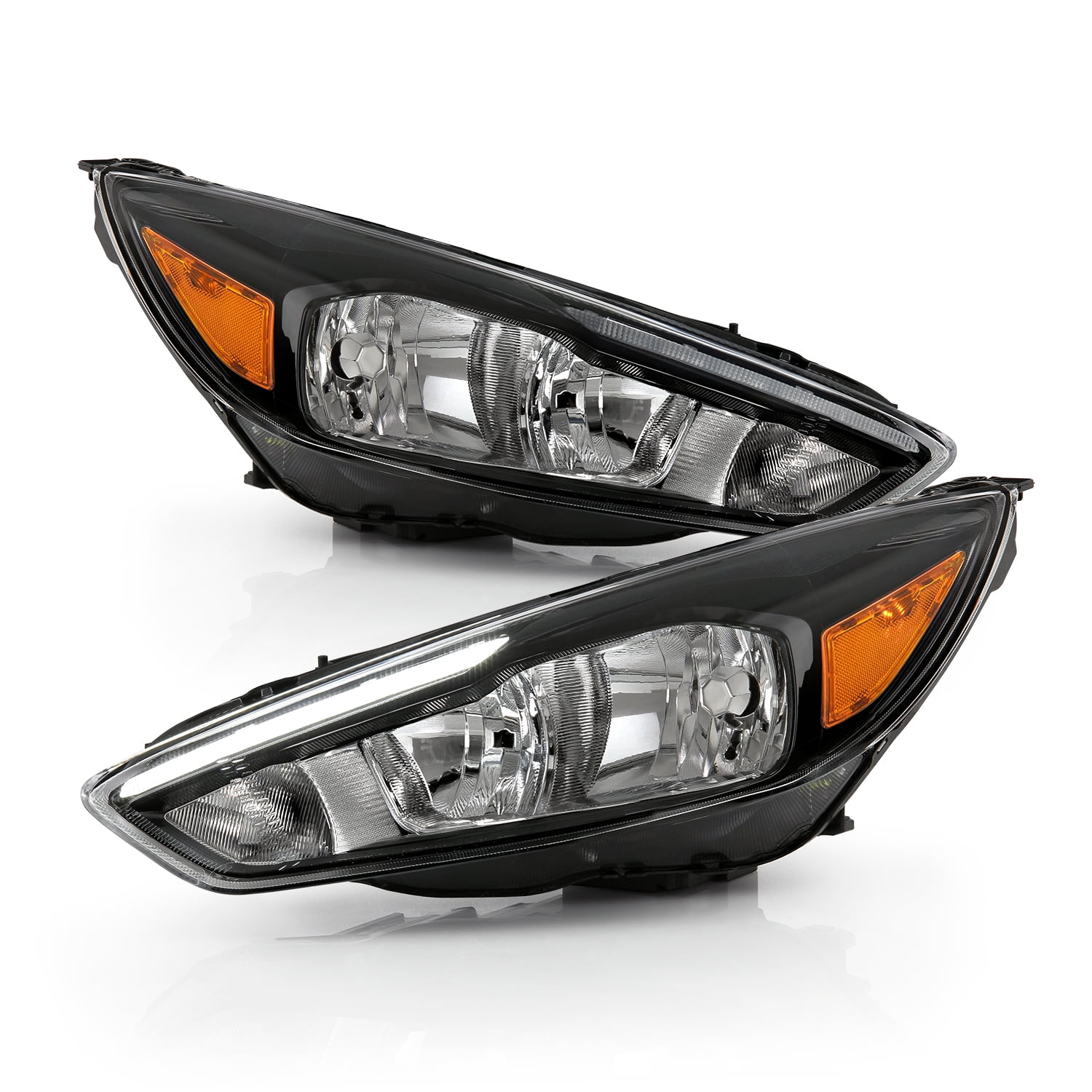 AKKON - Fits 2015 2016 2017 2018 Ford Focus [LED DRL Tube Bar] Black ...