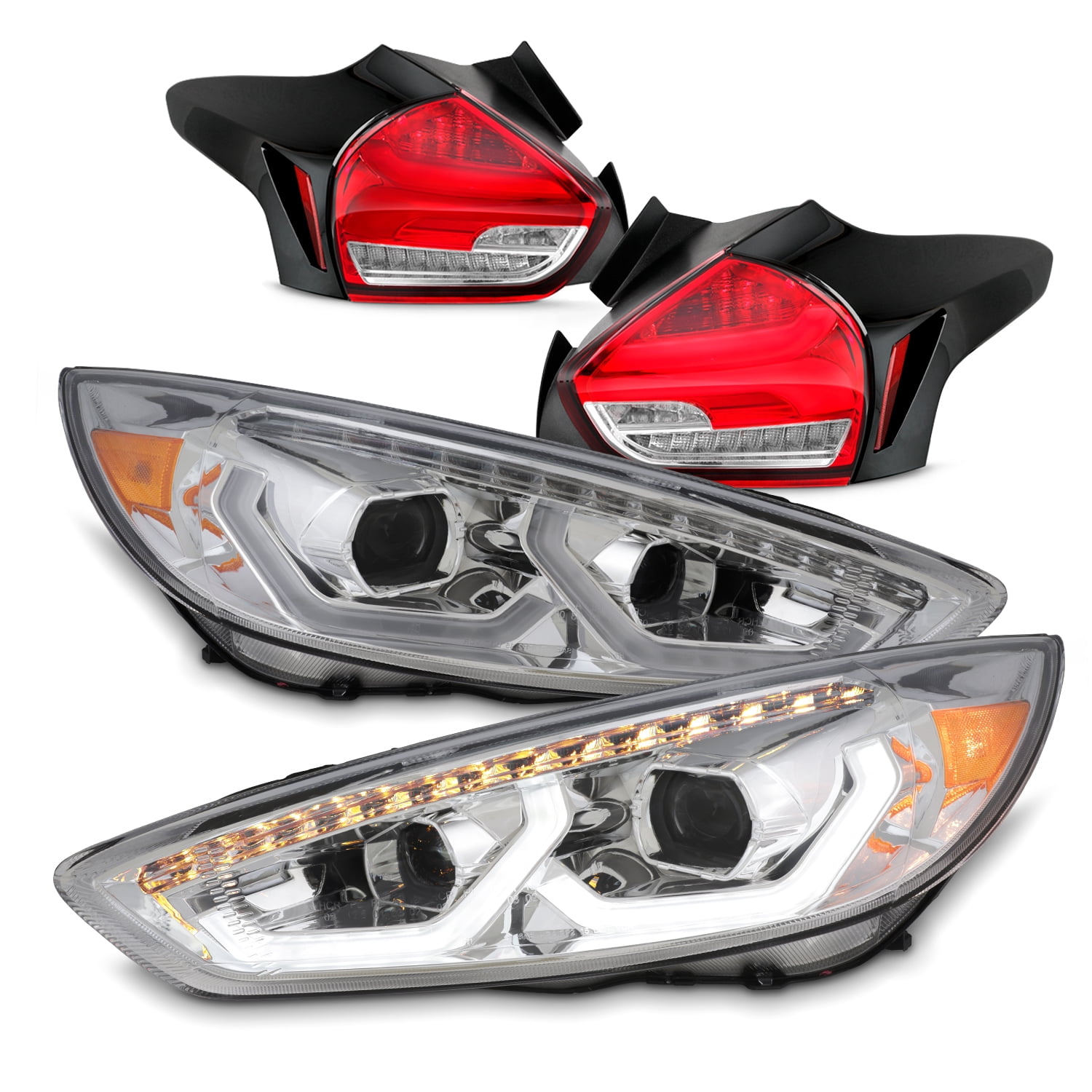 AKKON - Fits 2015-2017 Ford Focus Hatchback Full-LED Sequential Light ...