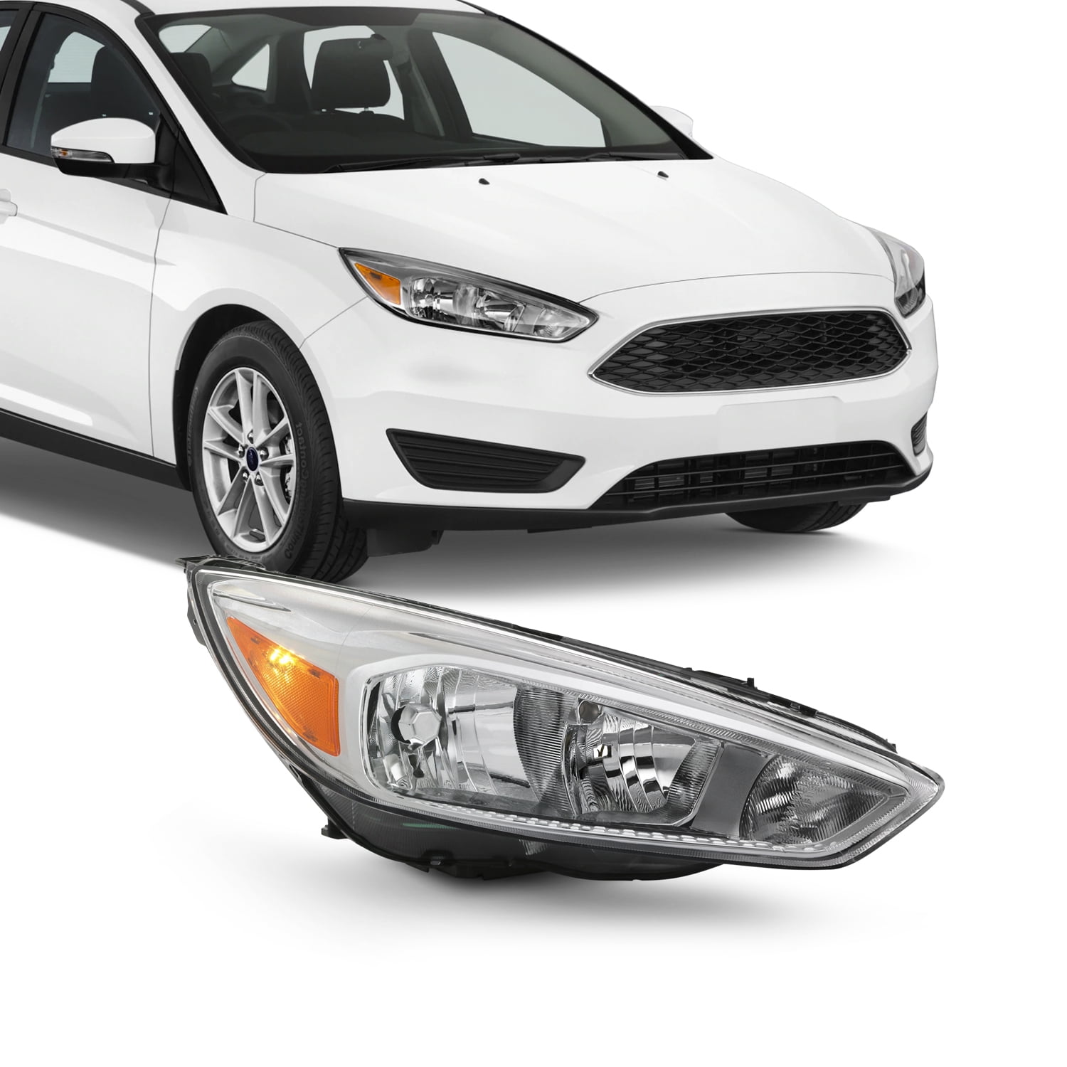 AKKON - Front Light Assembly for 2015-2018 Ford Focus S | SE | ST ...