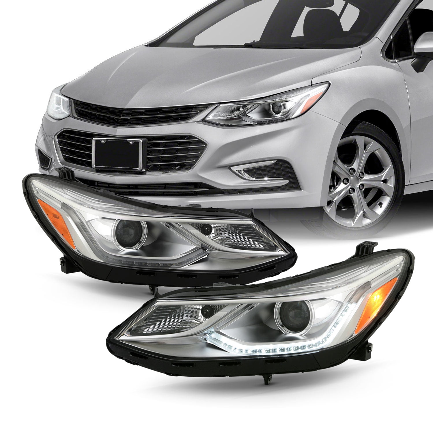AKKON - Fits 2016 2017 2018 2019 Chevy Cruze Sedan [Halogen Type] w ...