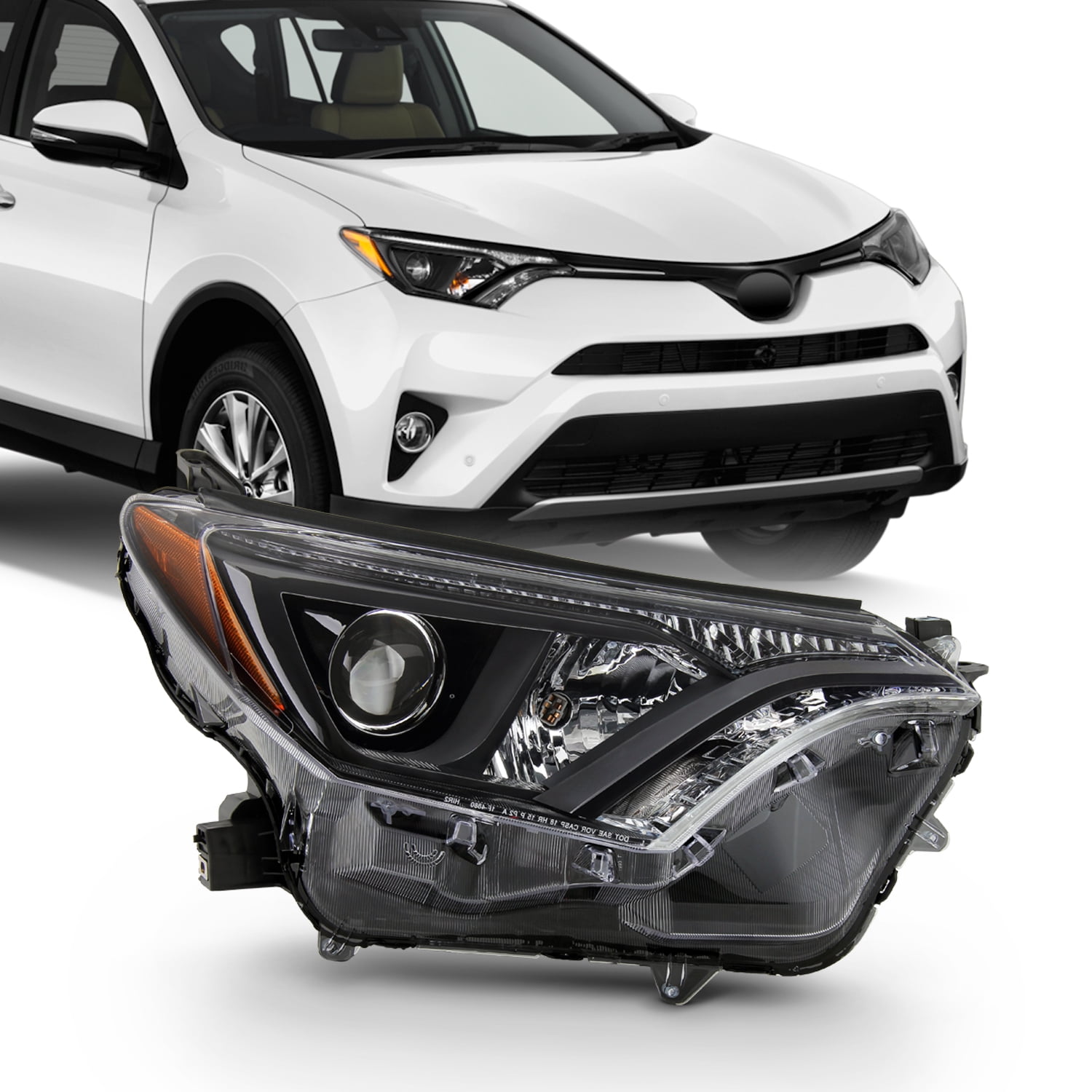 AKKON - Fits 2016 2017 2018 Toyota RAV4 [Halogen Type] Projector ...