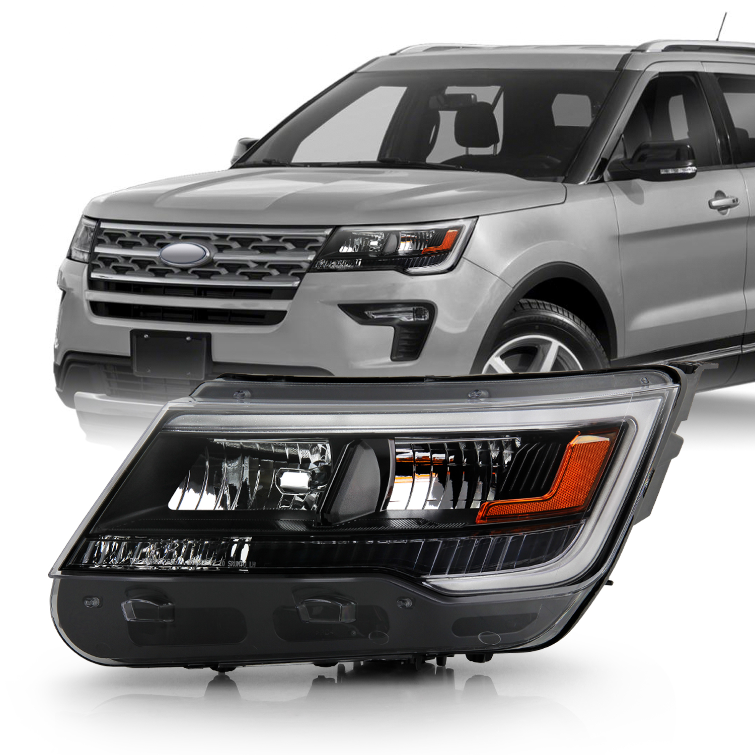 AKKON - Fits 2016-2018 Ford Explorer Sport Model LED DRL Black ...