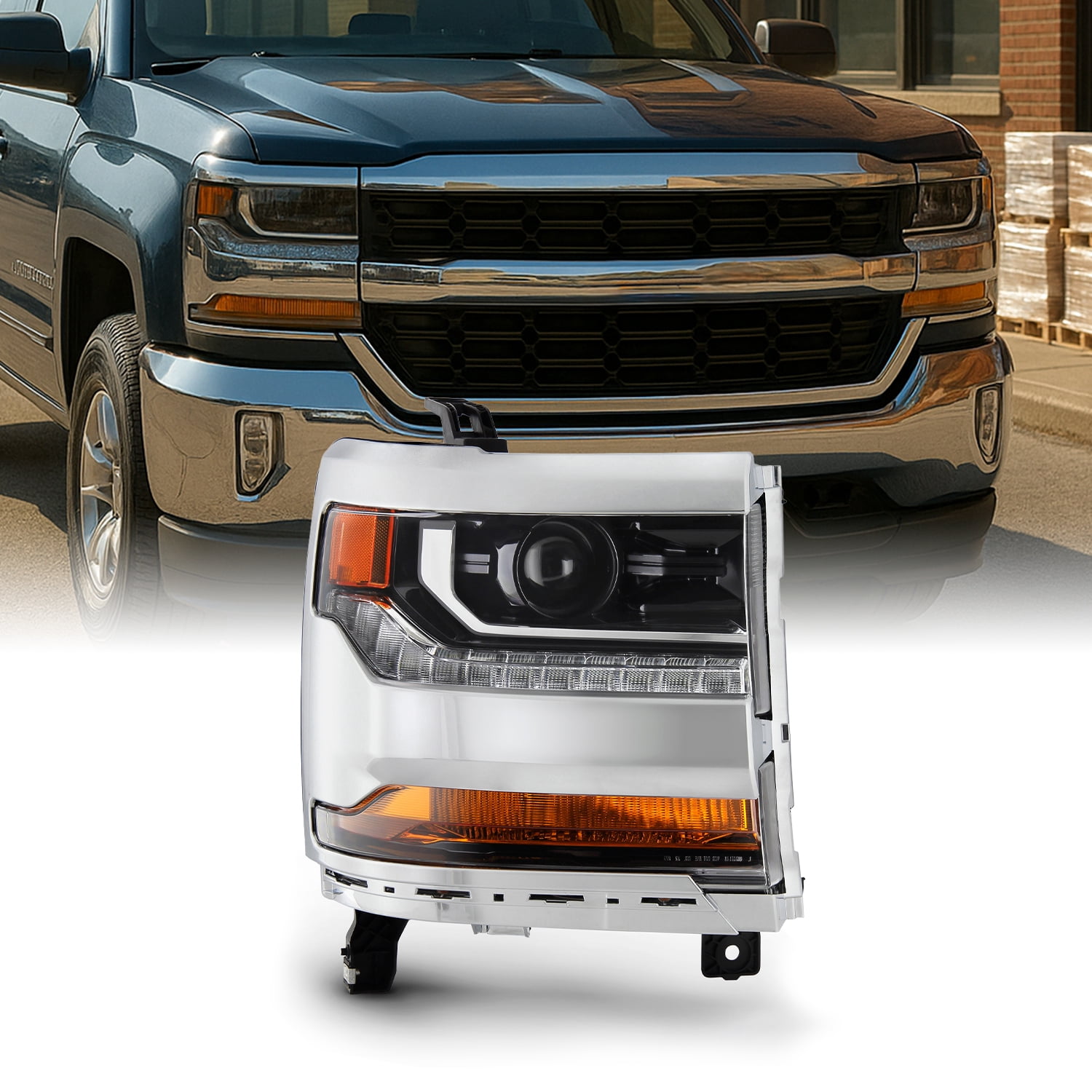 AKKON - Fits 2016-2019 Chevy Silverado 1500 [HID/Xenon Type] Projector ...