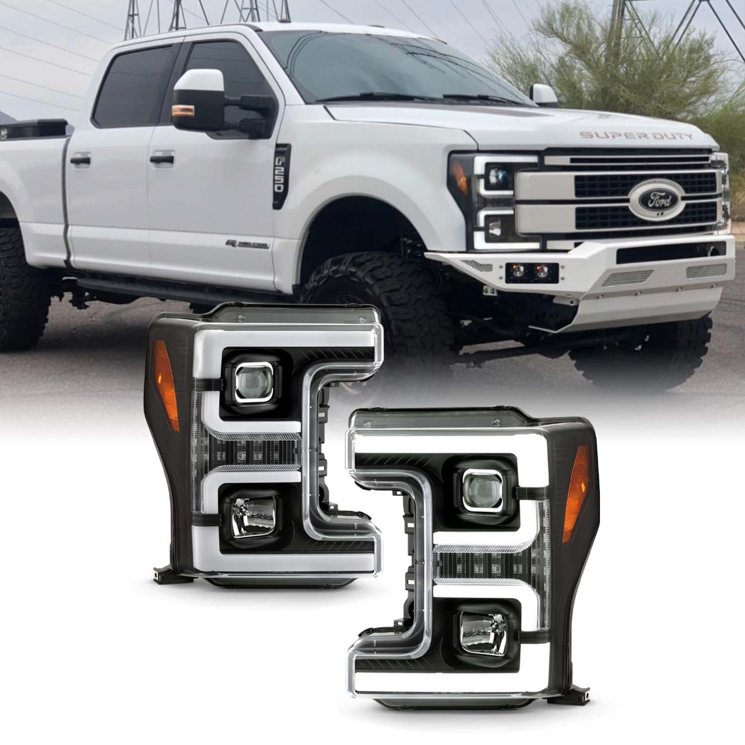AKKON - Fits 2017-2018 Ford F250 / F350 / F450 Superduty Halogen [Tube ...