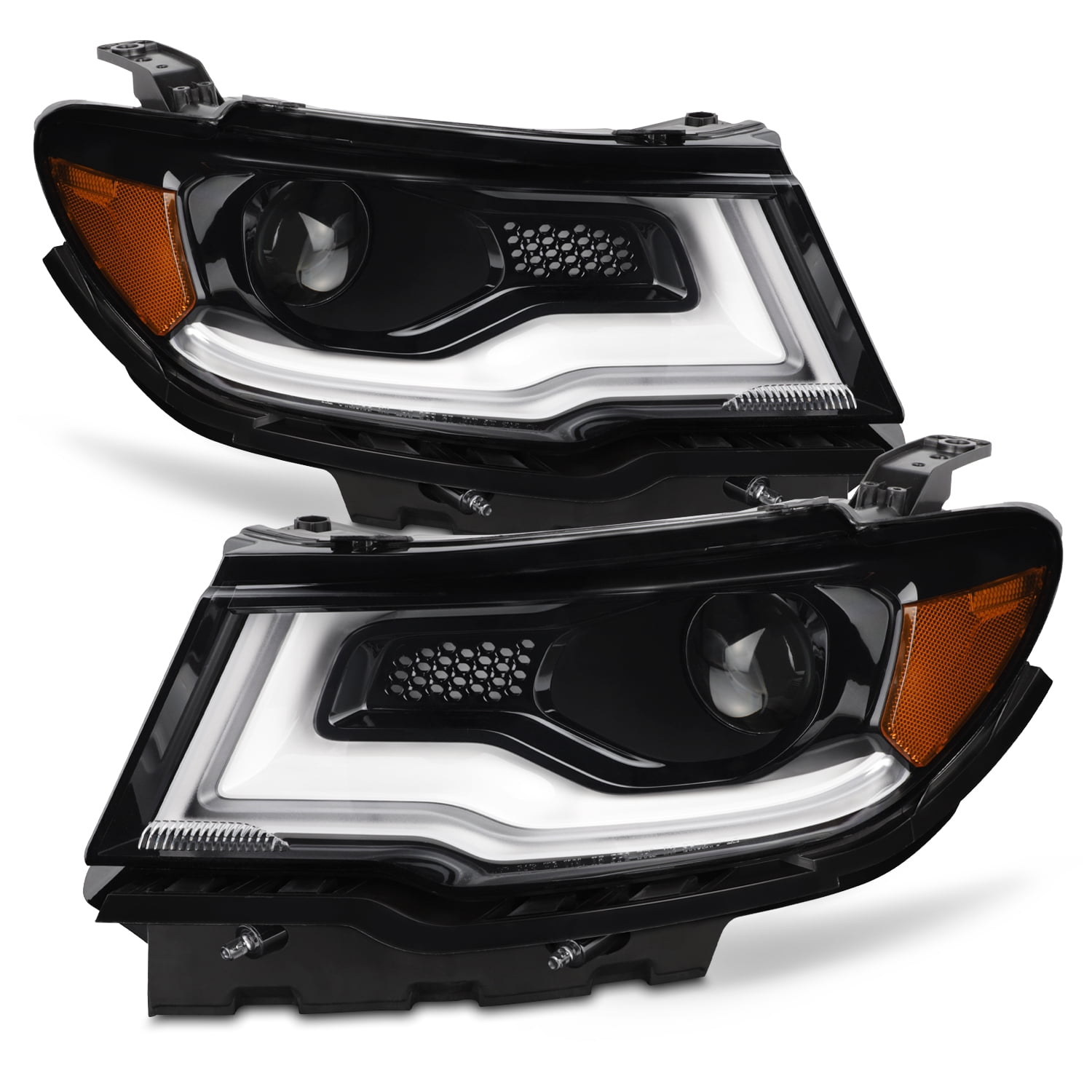 AKKON - Fits 2017-2021 Jeep Compass [HID / Xenon Type] LED Tube DRL ...