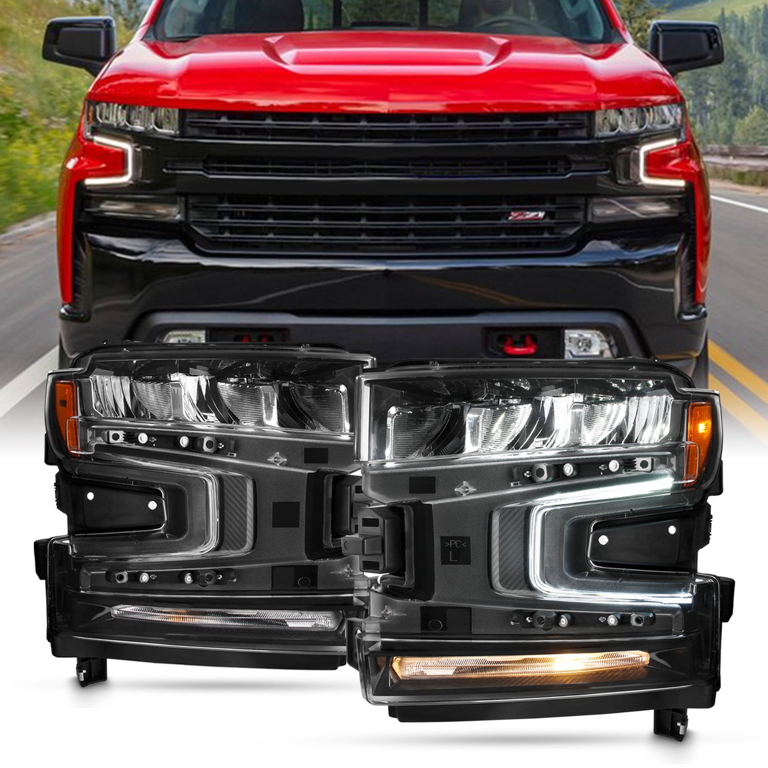 AKKON - Fits 2019 2020 2021 Chevy Silverado 1500 [LED High&Low Beam ...