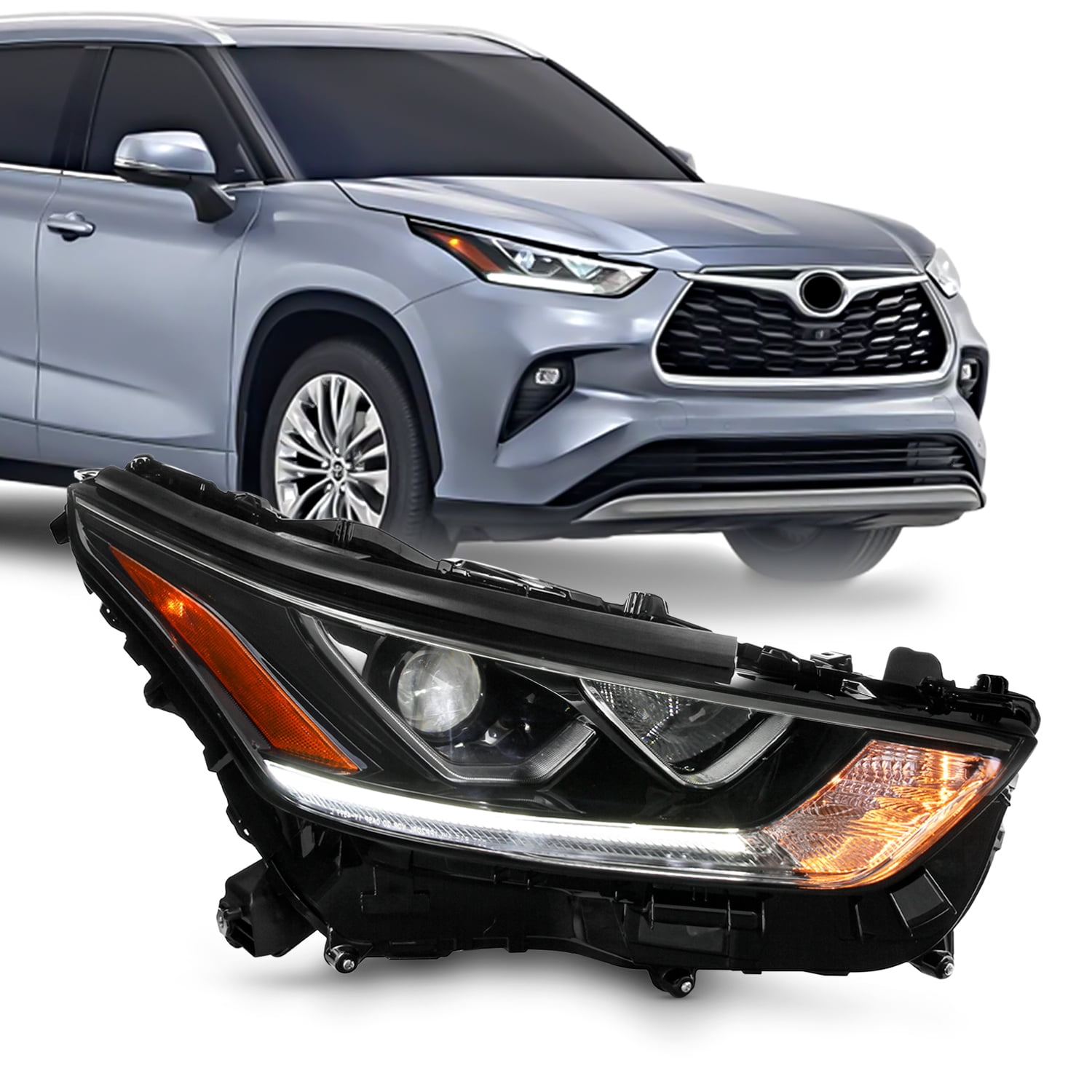 AKKON - Fits 2020 2021 2022 2023 Toyota Highlander Projector Black ...