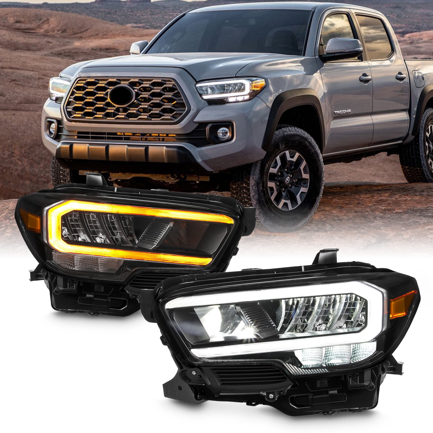 AKKON - Fits 2020-2022 Toyota Tacoma Pickup Truck Full LED DRL Running ...