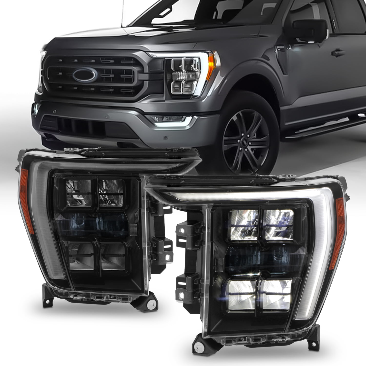 AKKON - Fits 2021 2022 2023 Ford F150 [Halogen Type] Projector Black ...
