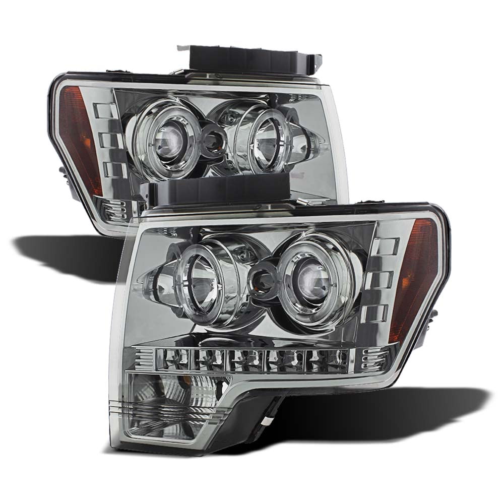 AKKON - Fits Ford F150 F-150 Pickup Smoke Dual Halo LED Projector ...