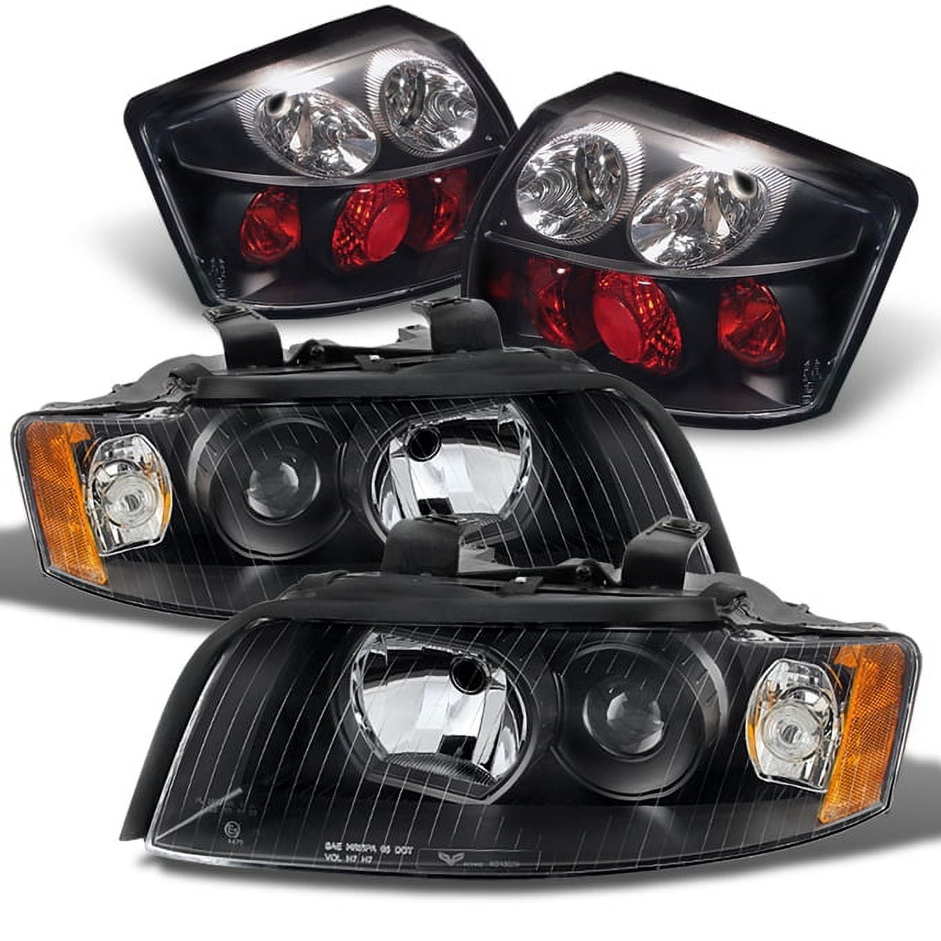 AKKON - For 02-05 Audi A4/S4 4-Door Sedan Black Bezel Projector ...