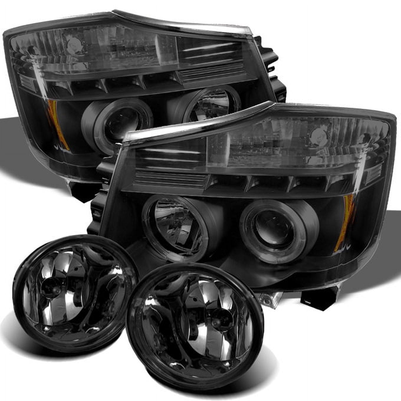 AKKON - For 04-07 Armada | 04-15 Titan Black Smoked Dual Halo Projector ...