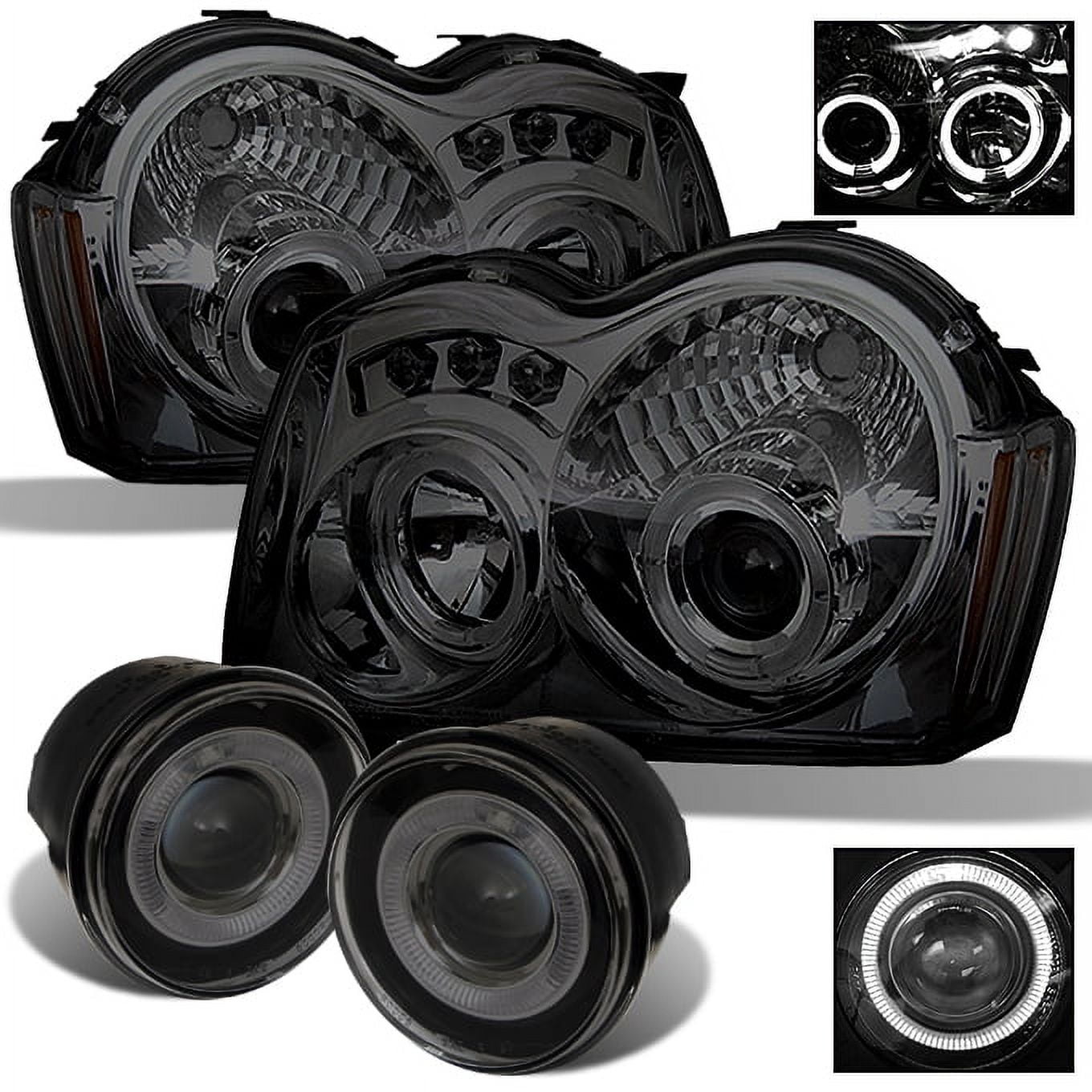AKKON - For 05-07 Jeep Grand Cherokee Smoked [Dual Halo LED] Projector ...