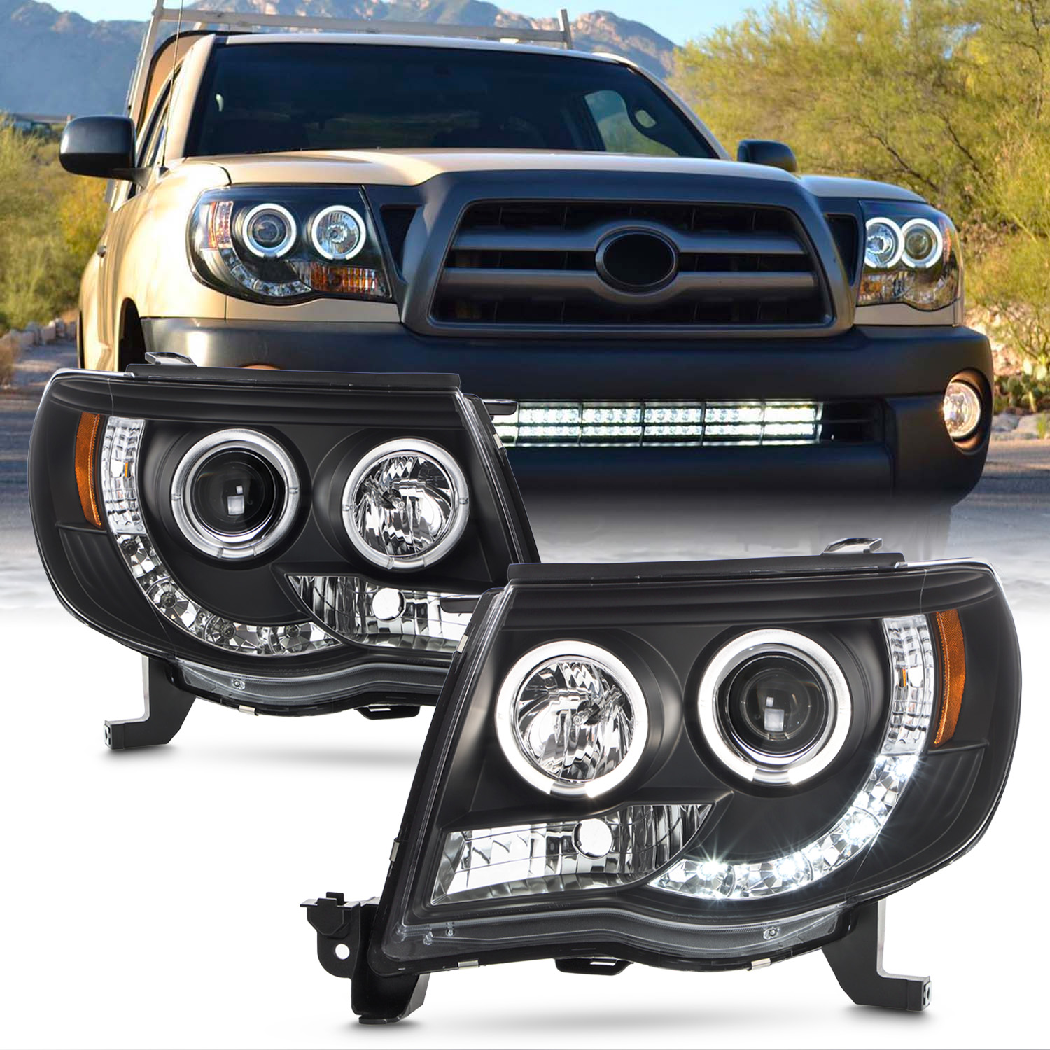 Spyder Toyota Tacoma 05-11 Projector Headlights - CCFL Halo - LED ...