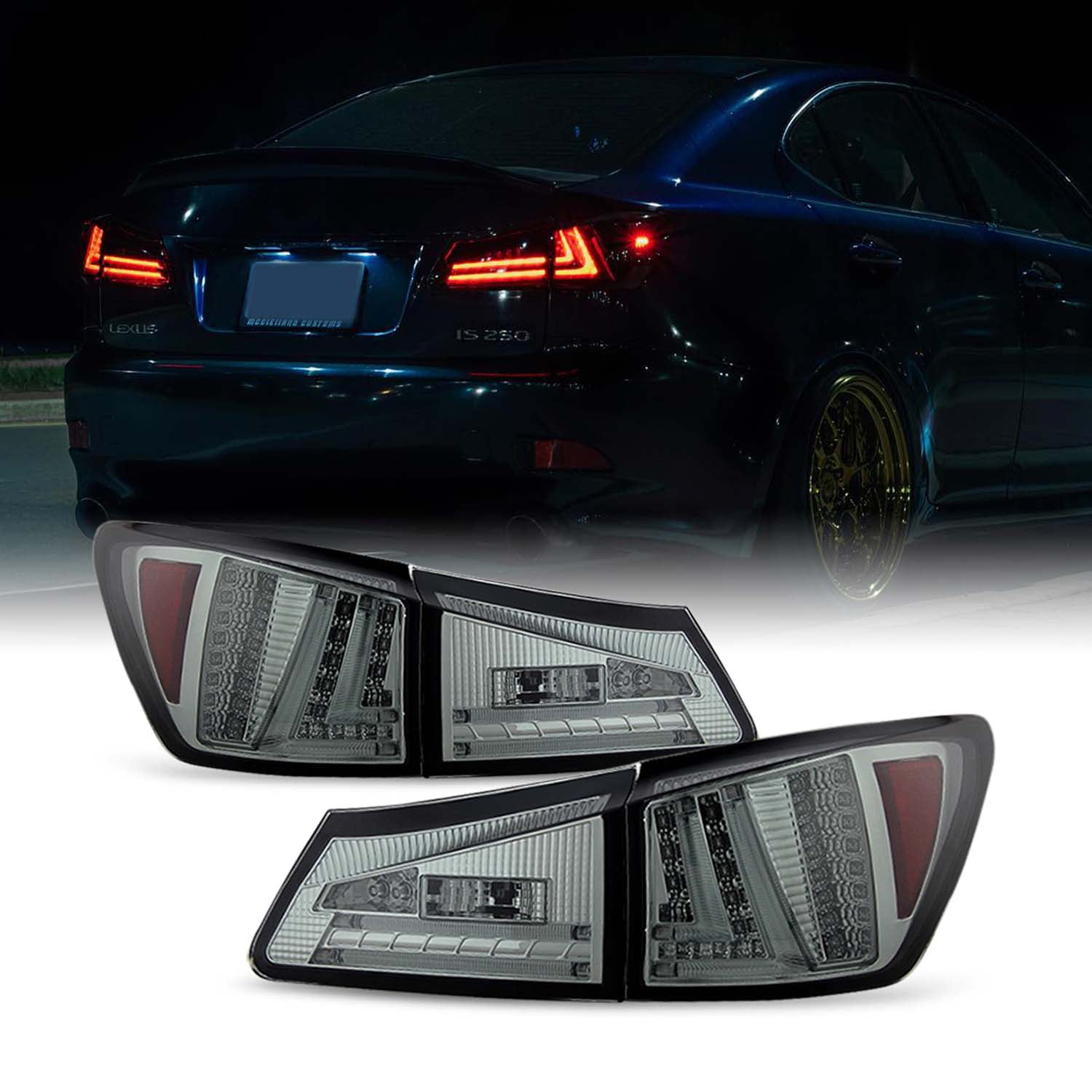 AKKON - For 06-08 Lexus IS250 IS350 XE20 JDM Smoekd Smoke LED Light ...
