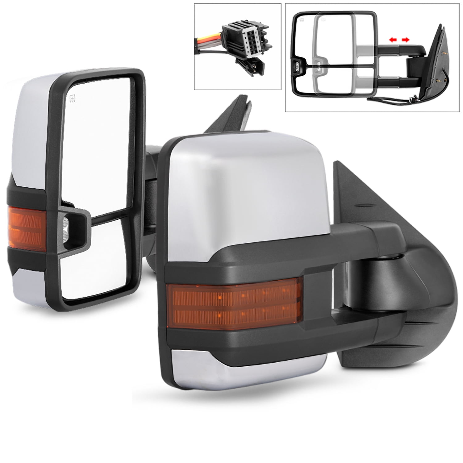 AKKON - For 07-13 Silverado Amber Extendable Towing Power Heated ...