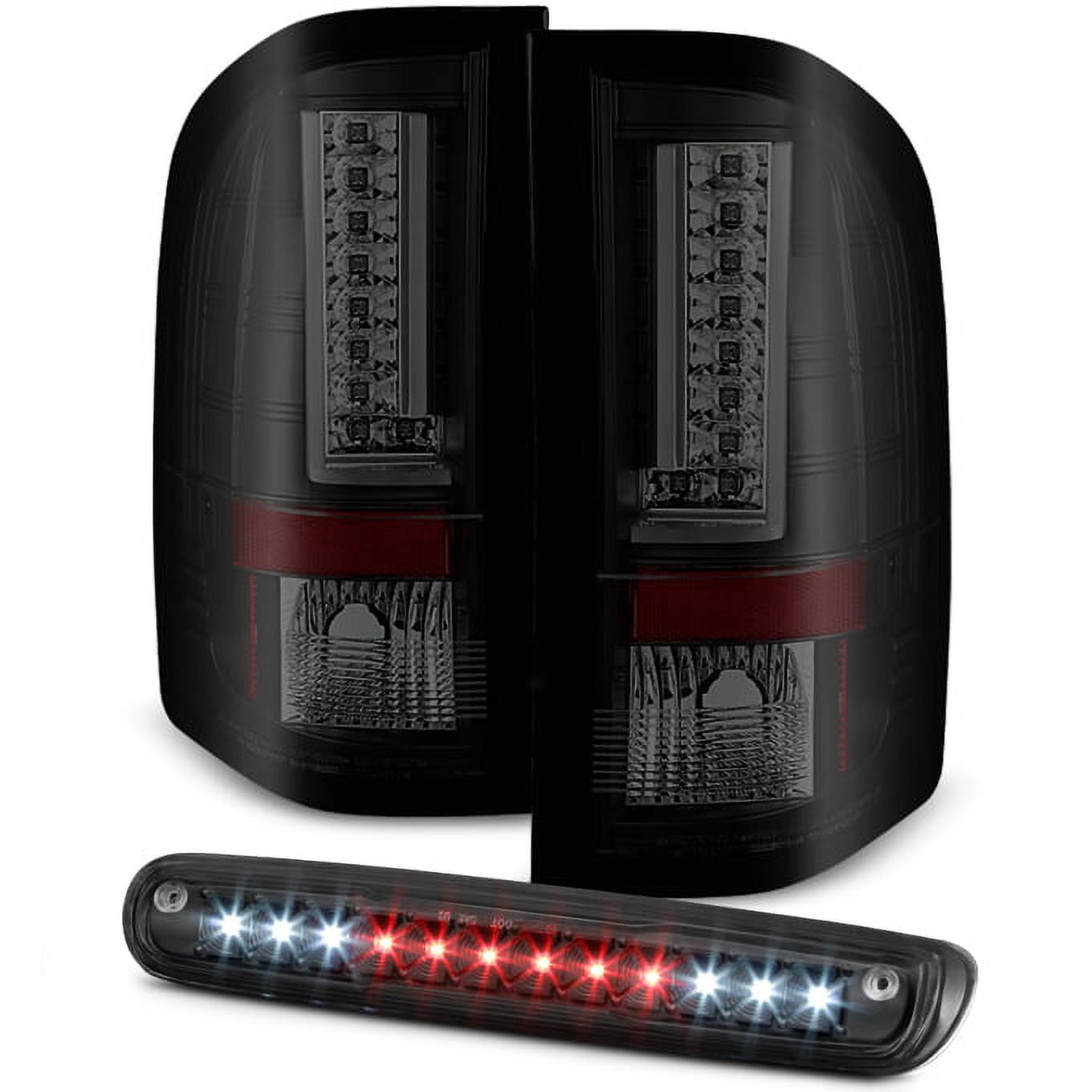 AKKON - For 07-14 Chevy Silverado 1500 2500 3500 Black Smoked LED Tail ...