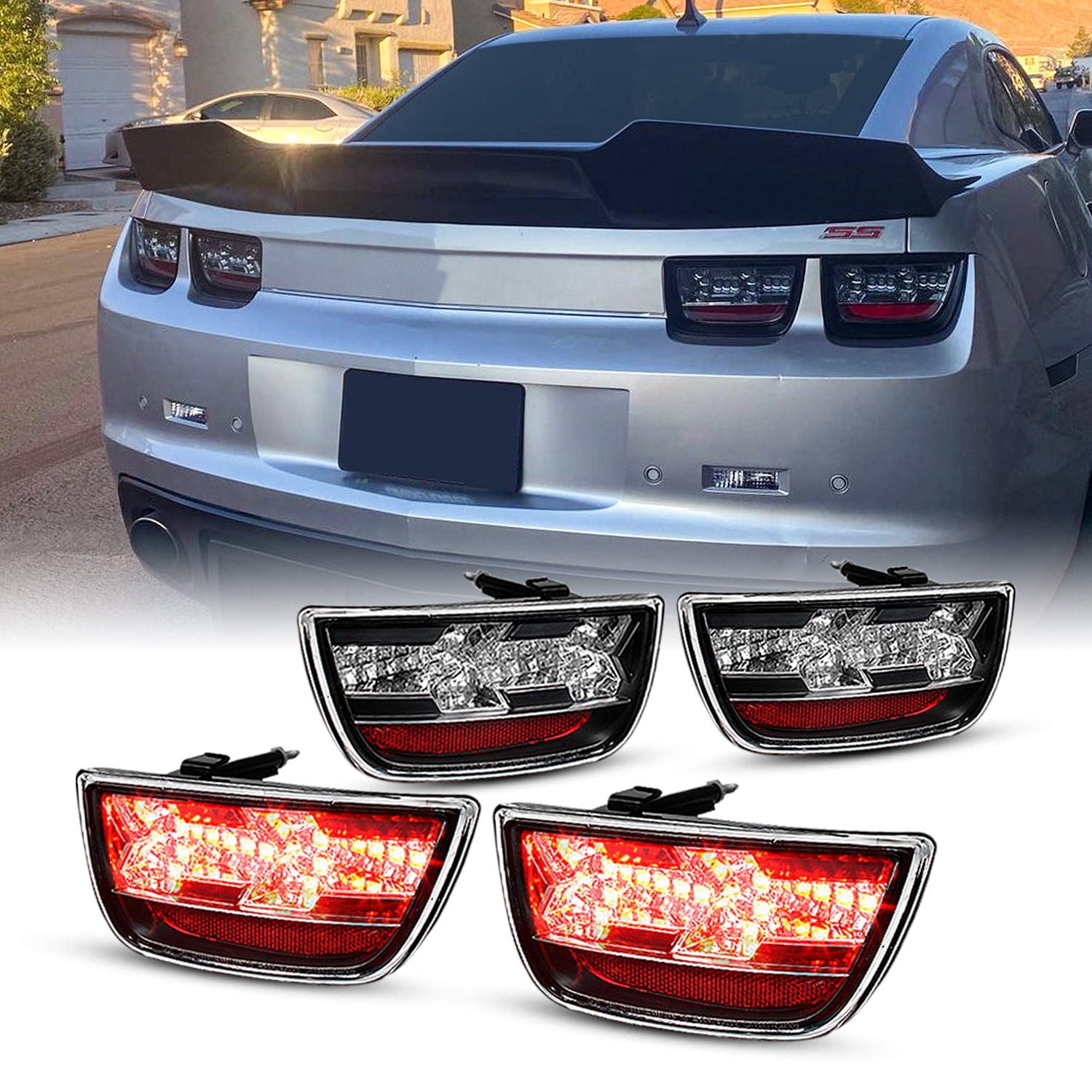 AKKON - For 10-13 Chevy Camaro Black Rear Full LED Tail Lights Brake ...
