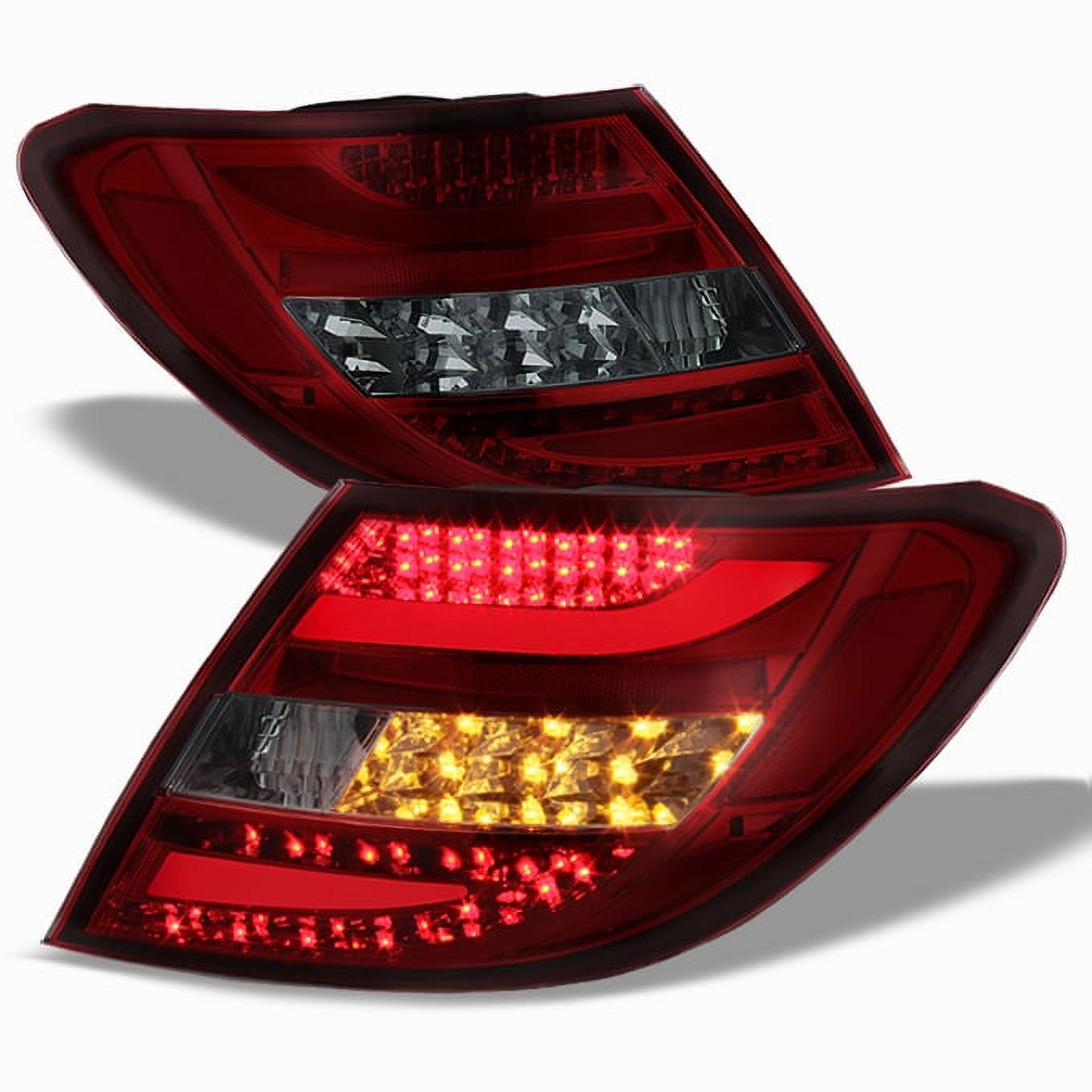 AKKON - For 11-14 Benz W203 C-class 4 Doors Sedan Red Smoke Rear LED ...