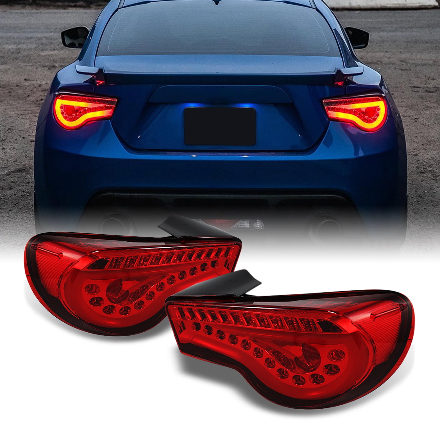 AKKON - For 12-20 FR-S GT86 AE86 BRZ JDM Red Lens Rear LED Light Tube ...
