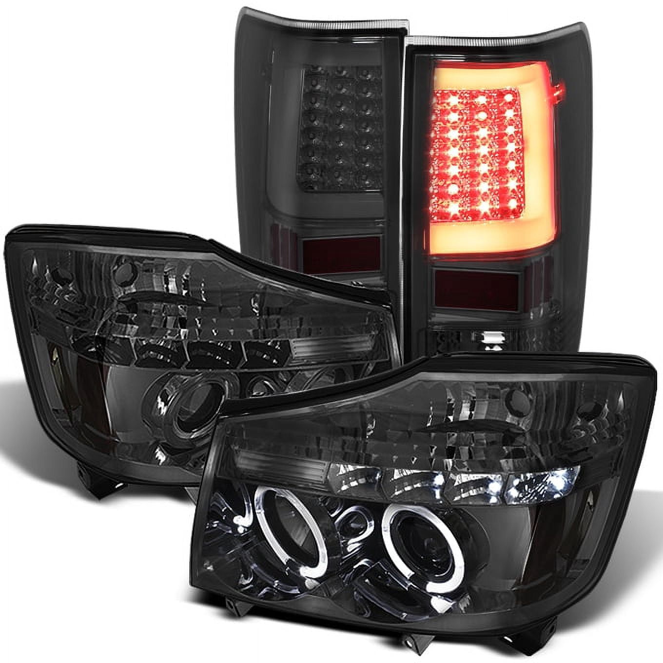 AKKON - For 14-15 Nissan Titan Smoked Lens Dual Halo Ring Projector ...