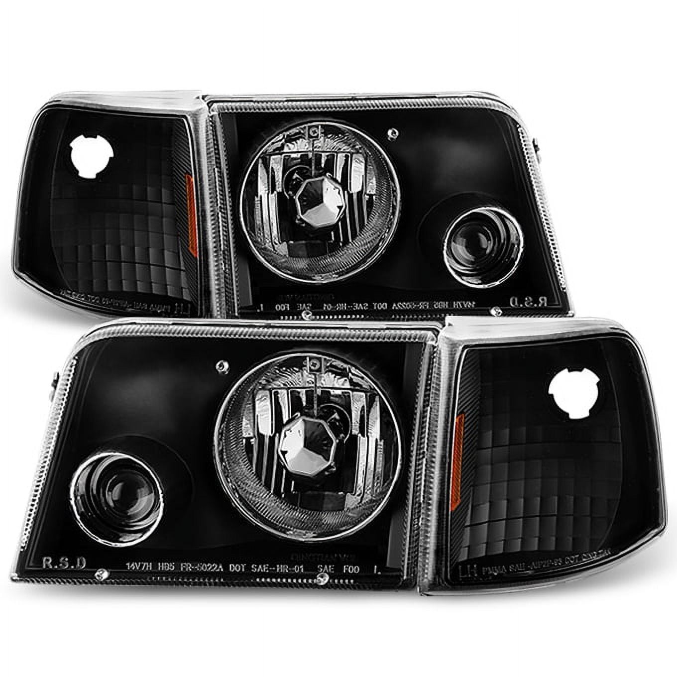 AKKON - LED Projector Headlights with Black Bezel for 1993-1997 Ford ...