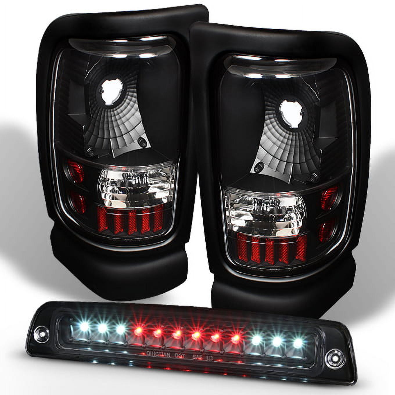 AKKON - For 1994-2001 Dodge Ram 1500 2500 3500 Black Tail Lights + LED ...