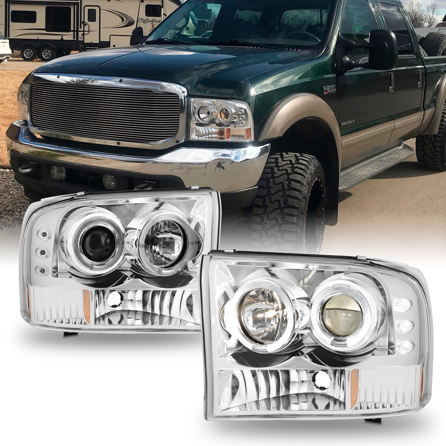 AKKON - 1999-2004 F250 F350 F450 F550 SuperDuty Excursion Chrome Clear ...
