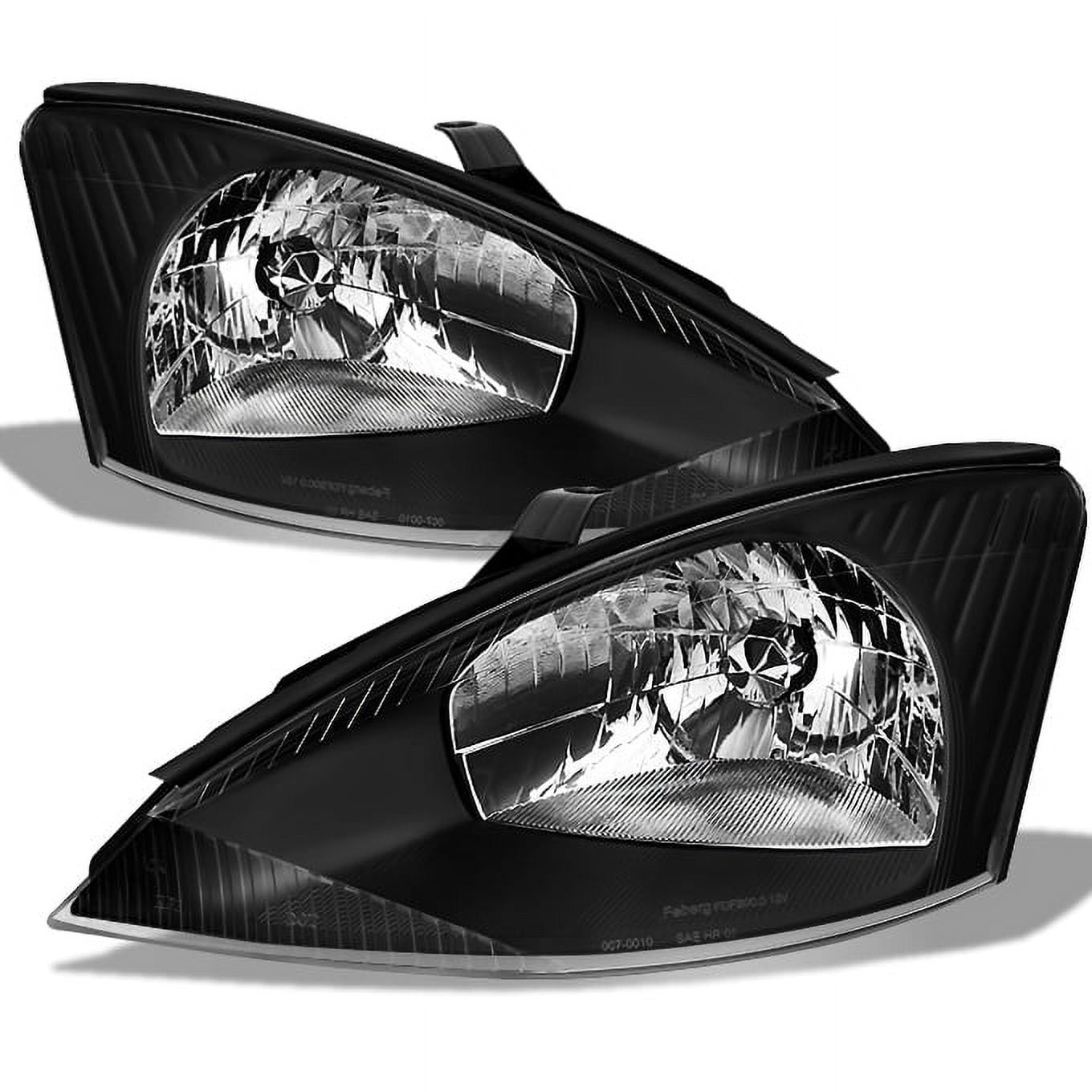 AKKON - Black Head Lights Assembly Set Pair for 2000-2004 Ford Focus ...