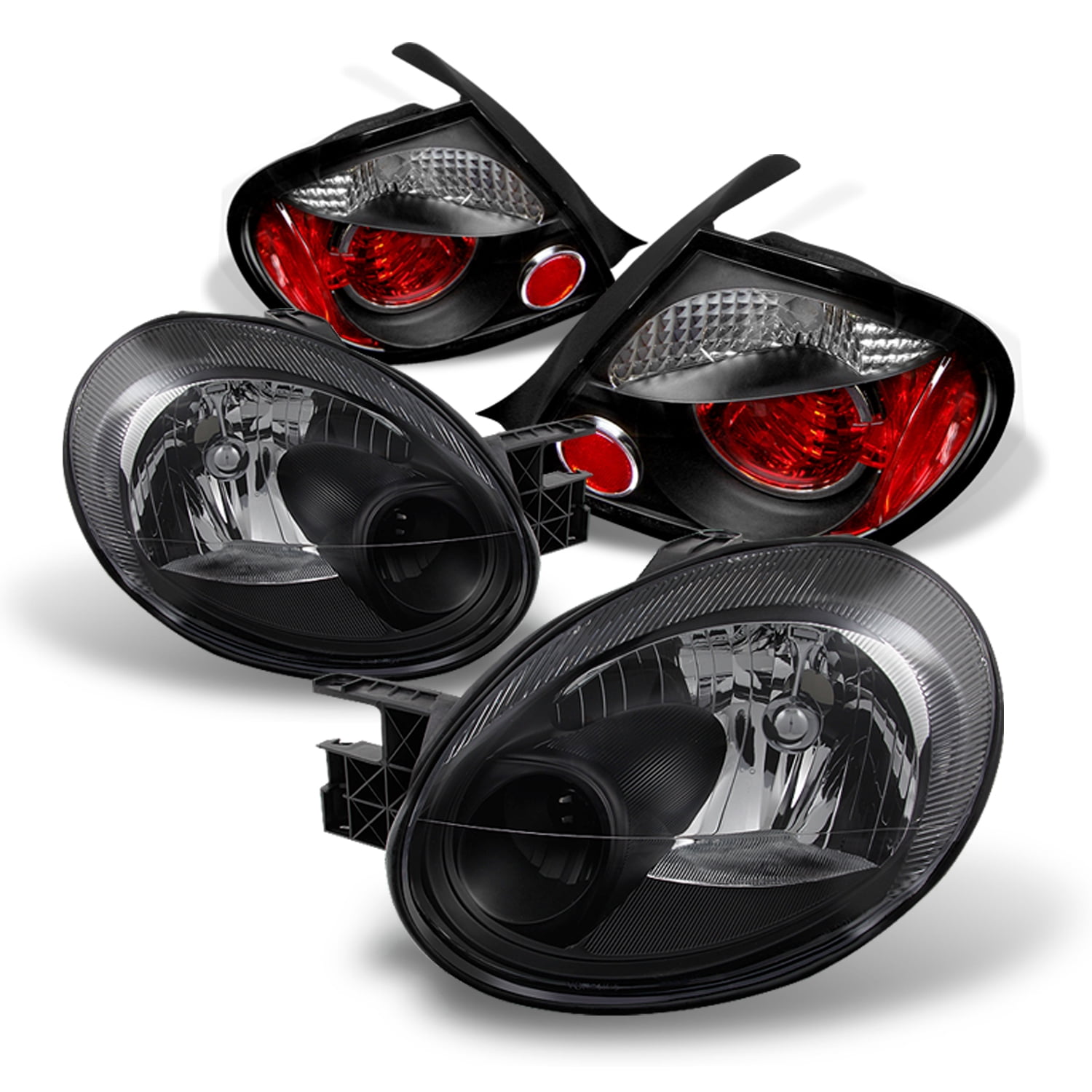 AKKON - For 2003 2004 2005 Dodge Neon Black Headlights Replacement+ ...