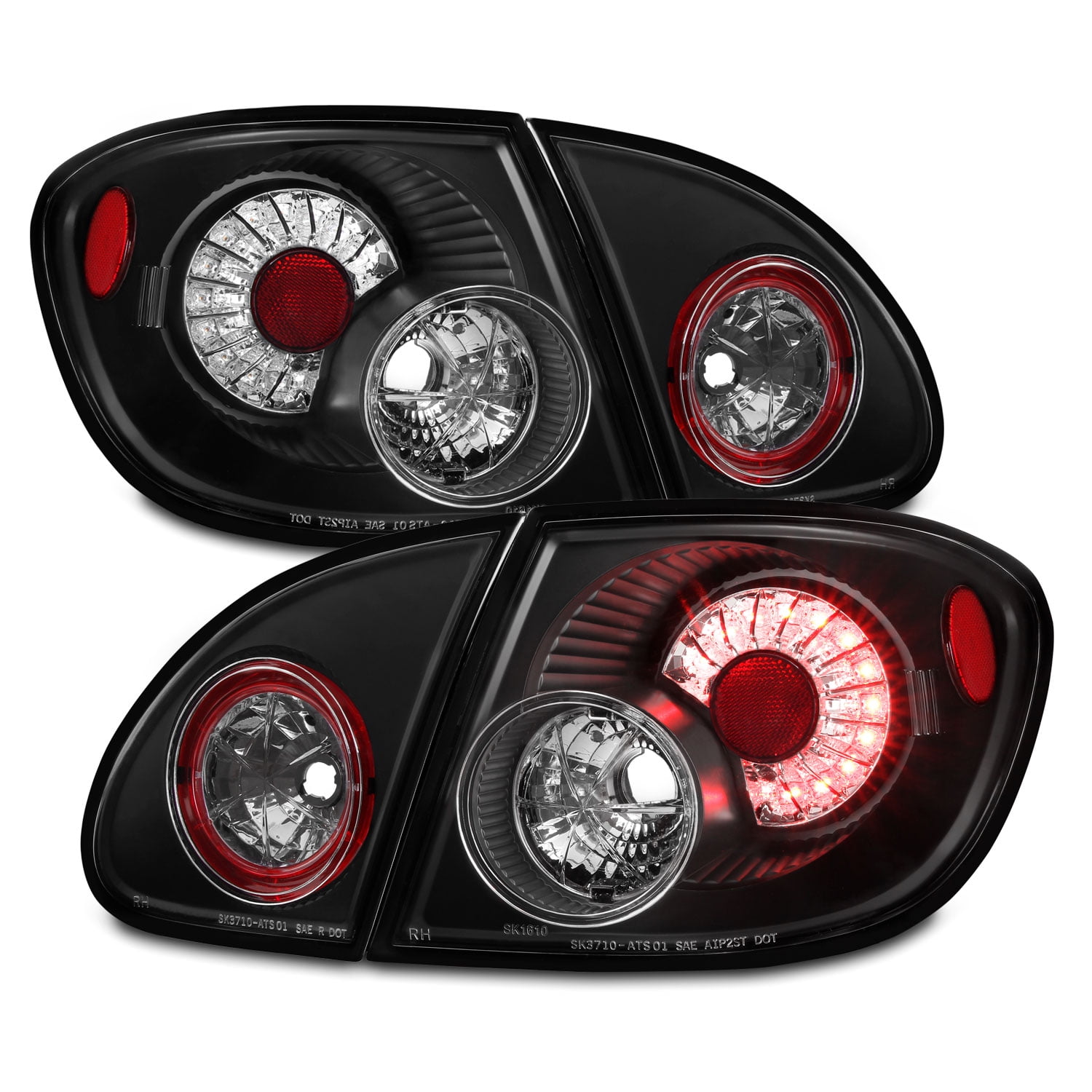 AKKON - For 2003-2008 Toyota Corolla Black Altezza LED Tail Lights Rear ...
