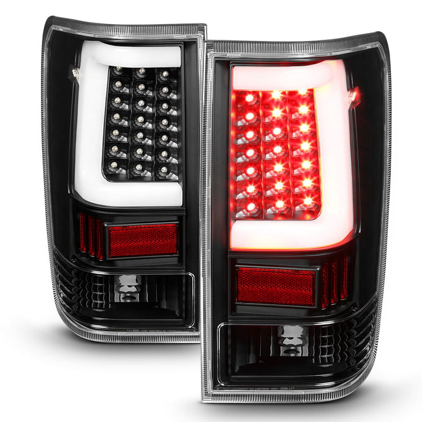 AKKON - For 2004-2015 Nissan Titan Pickup Black Bezel C-Shape LED Tube Tail Brake Light Lamp ...
