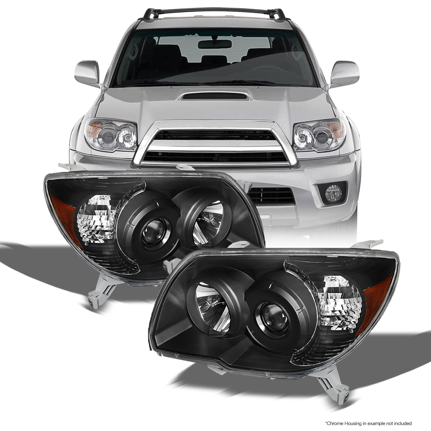 Xtune Toyota 4Runner 06-09 Crystal Headlights Black HD-JH-T4R06-AM-BK ...