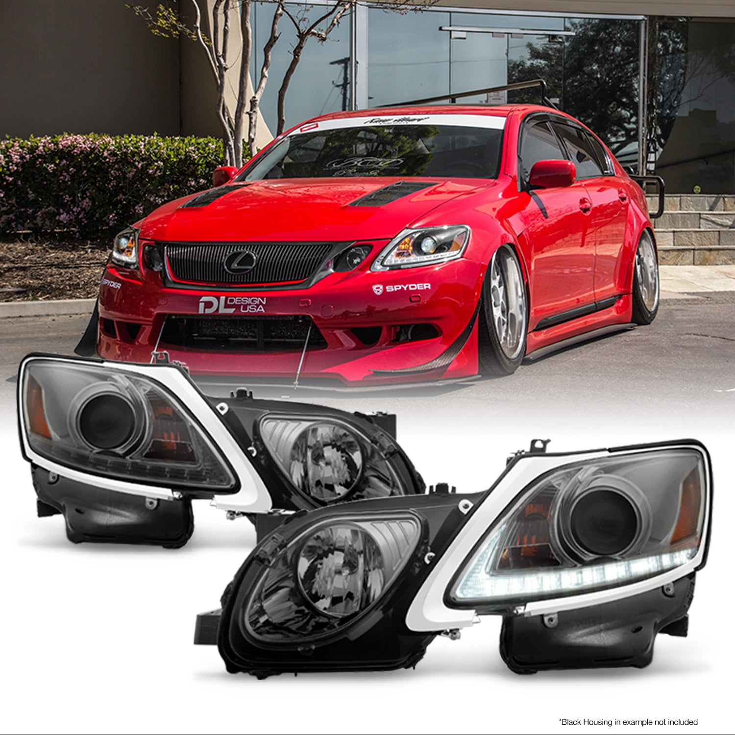 AKKON - Xenon HID Type LED Strip w/DRL Smoke Lens Headlights for 2006 ...