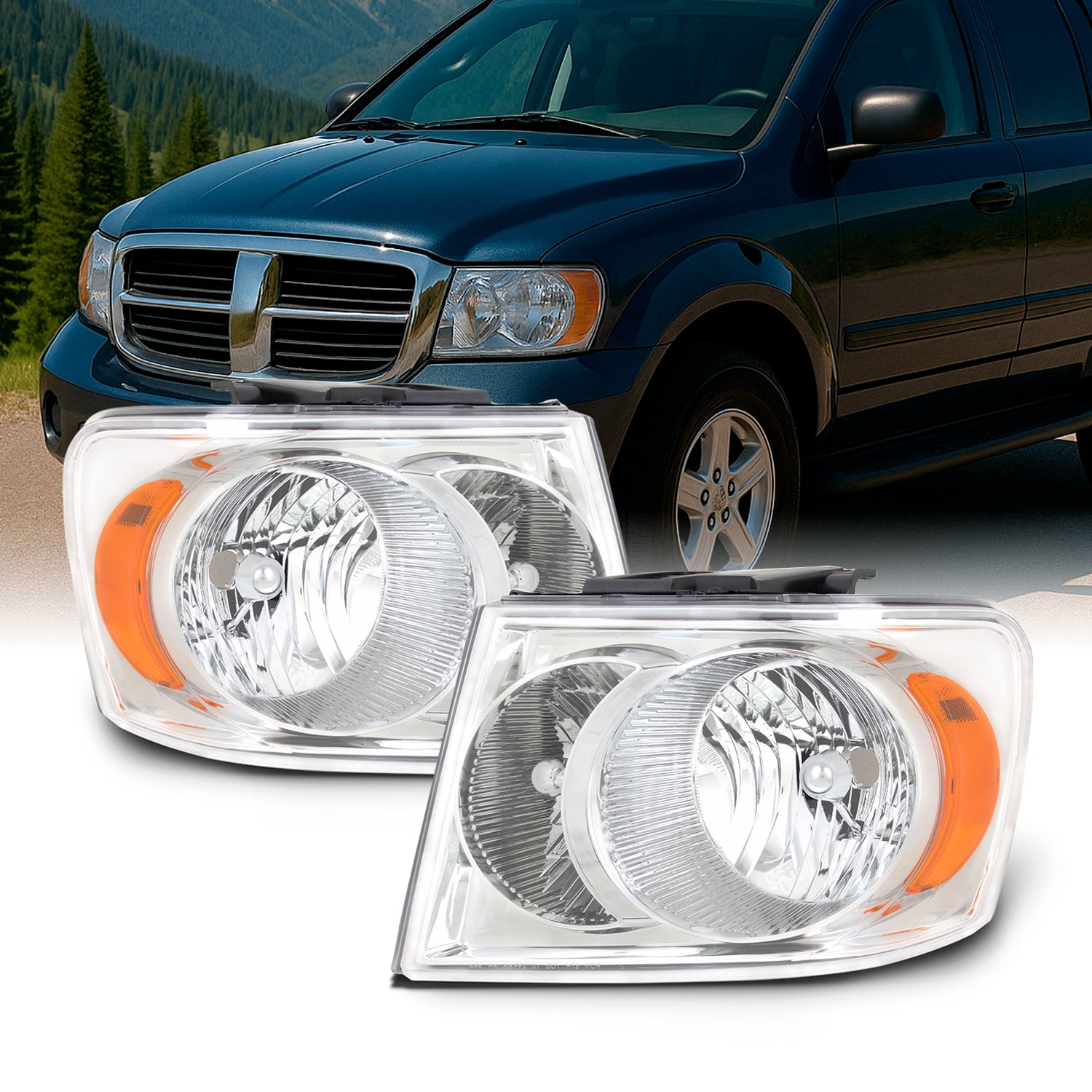 AKKON - 2007-2009 Dodge Durango Headlights Assembly, Front Lamps Pair ...