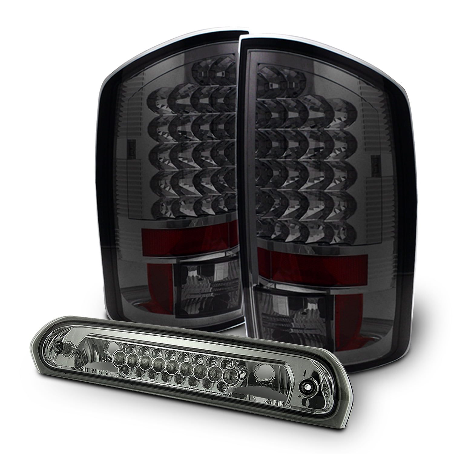 AKKON - For 2007 2008 2009 Dodge Ram Smoked LED Tail Light + Smoked LED ...