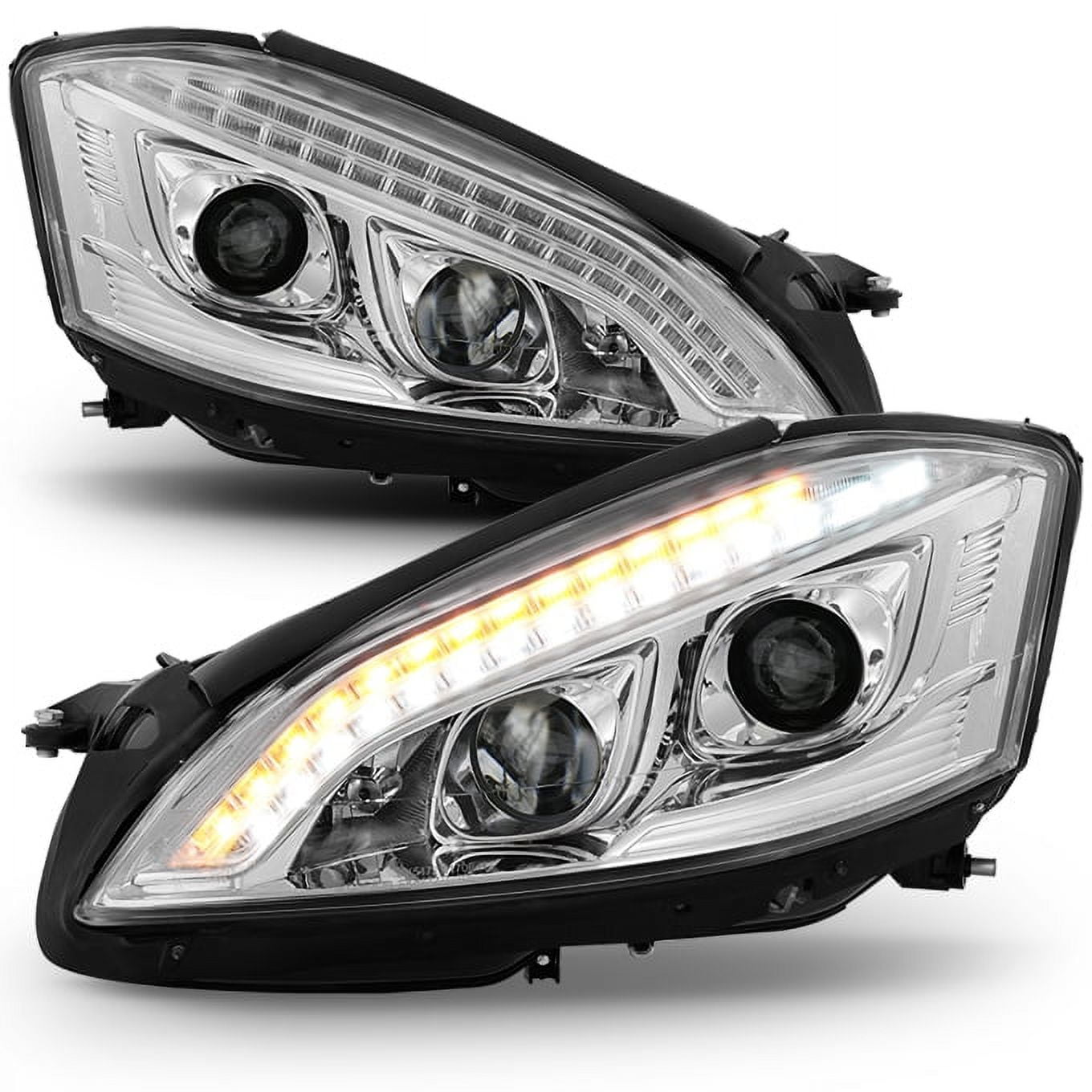 AKKON - For 2007-2009 Benz W221 S-Class [HID Type] Chrome Clear LED DRL ...