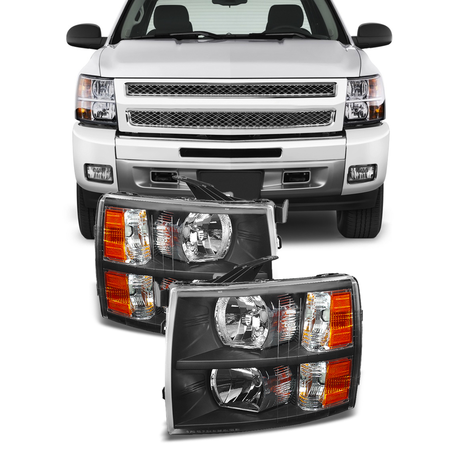 AKKON - For Black Smoked 03-06 Chevy Silverado Headlights Replacement ...