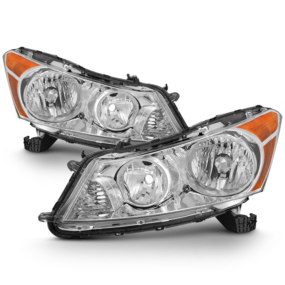 AKKON Chrome Clear Headlights for 2008-2012 Honda Accord 4-Door Sedan ...